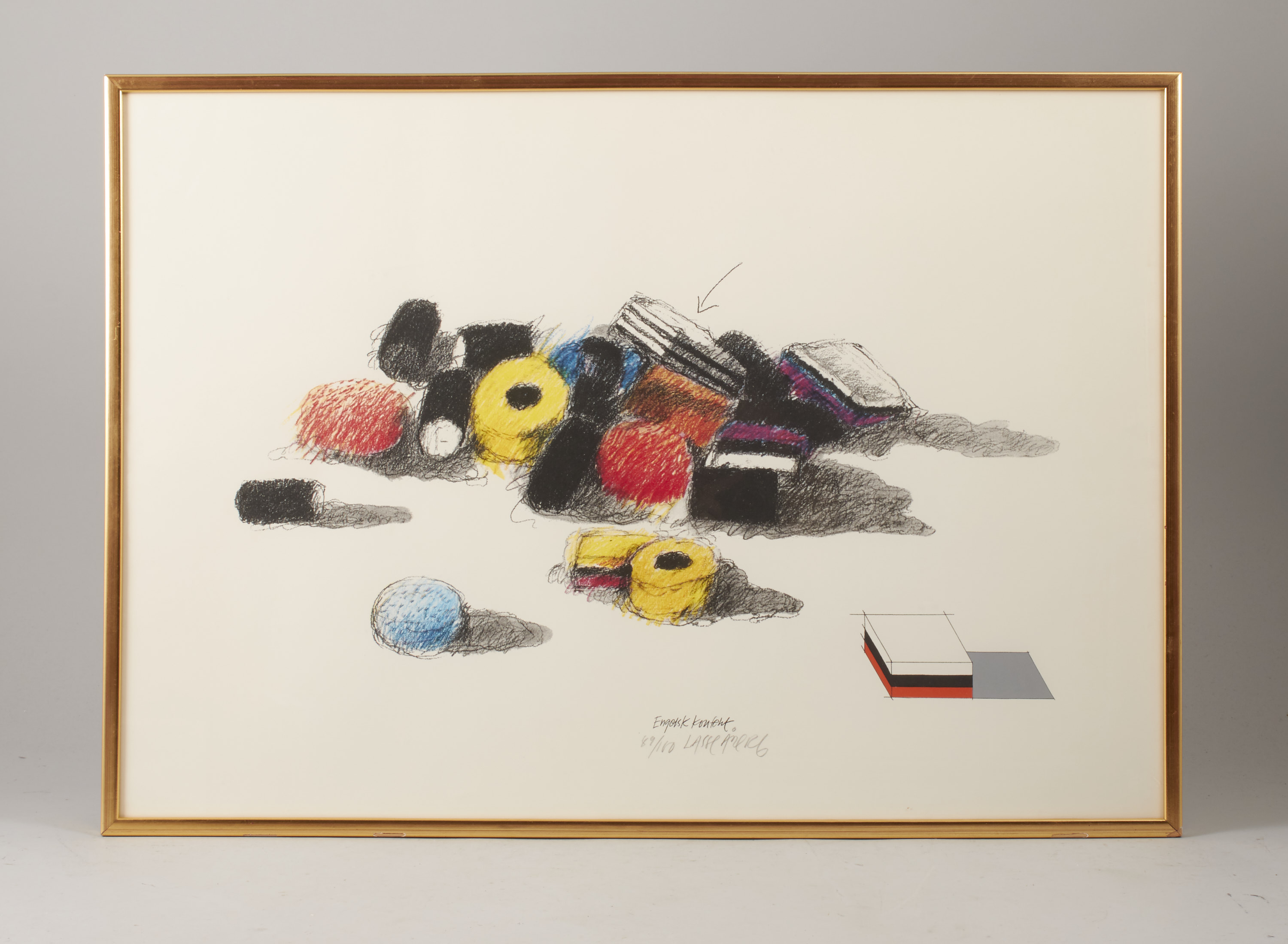 Serigrafi, Lasse Åberg (f. 1940), Sverige. Engelsk Konfekt. Signerad