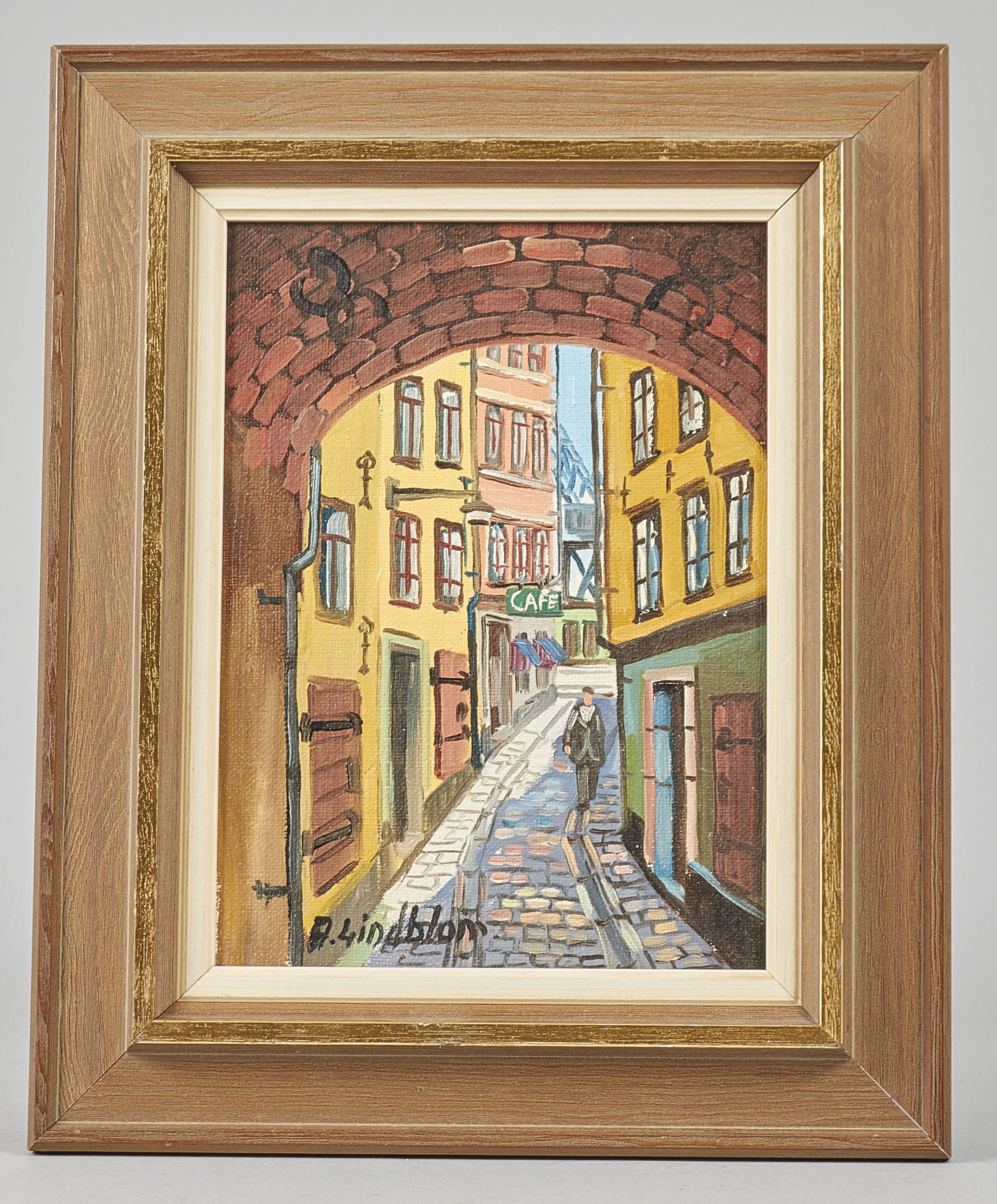 Oljemålning, Karl Arne Lindblom, Gamla Stan, 21x15. Metropol ...