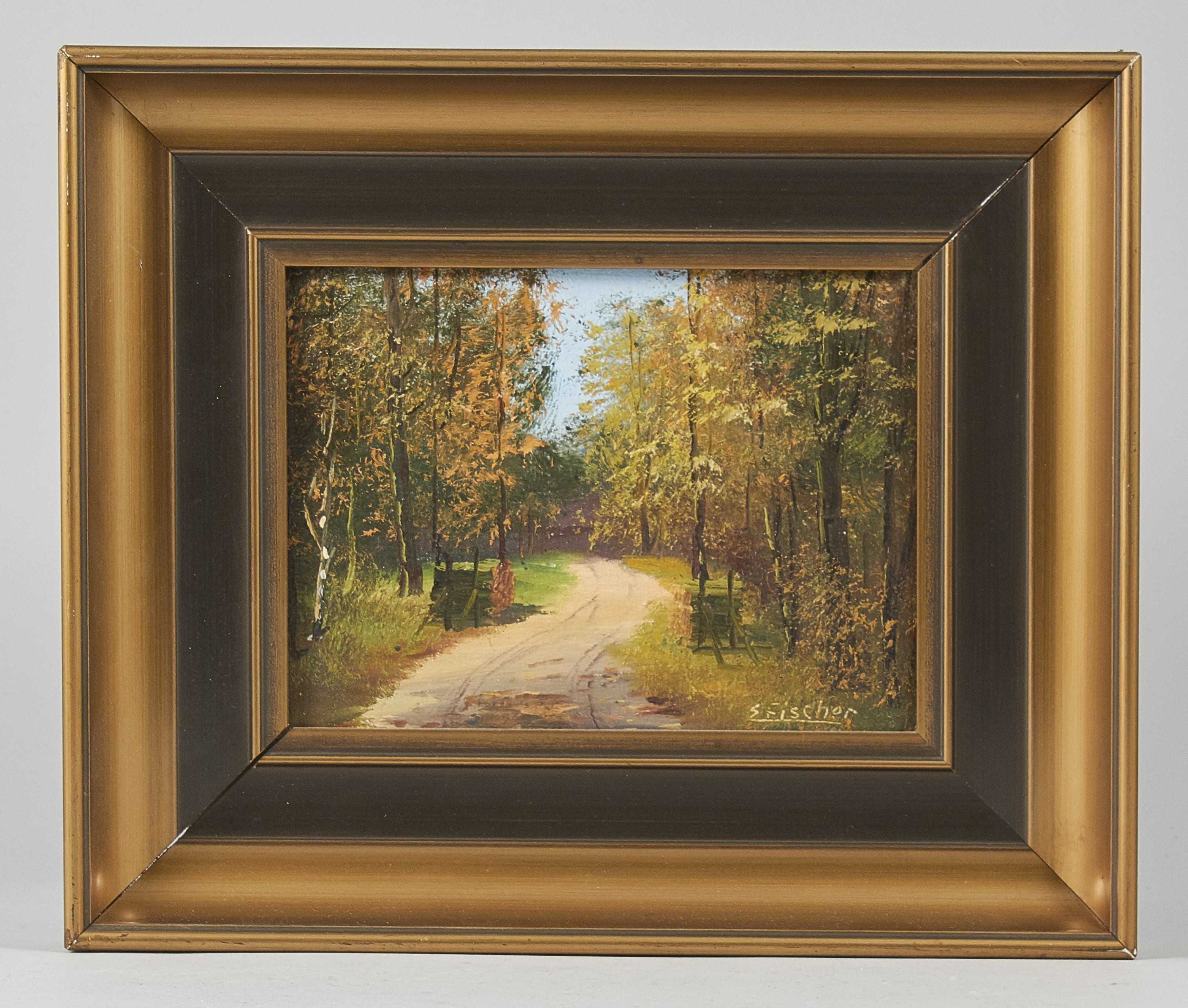 Oljemålning, Samuel Fischer, Landskap, signerad. Olja på duk, 17x23 ...