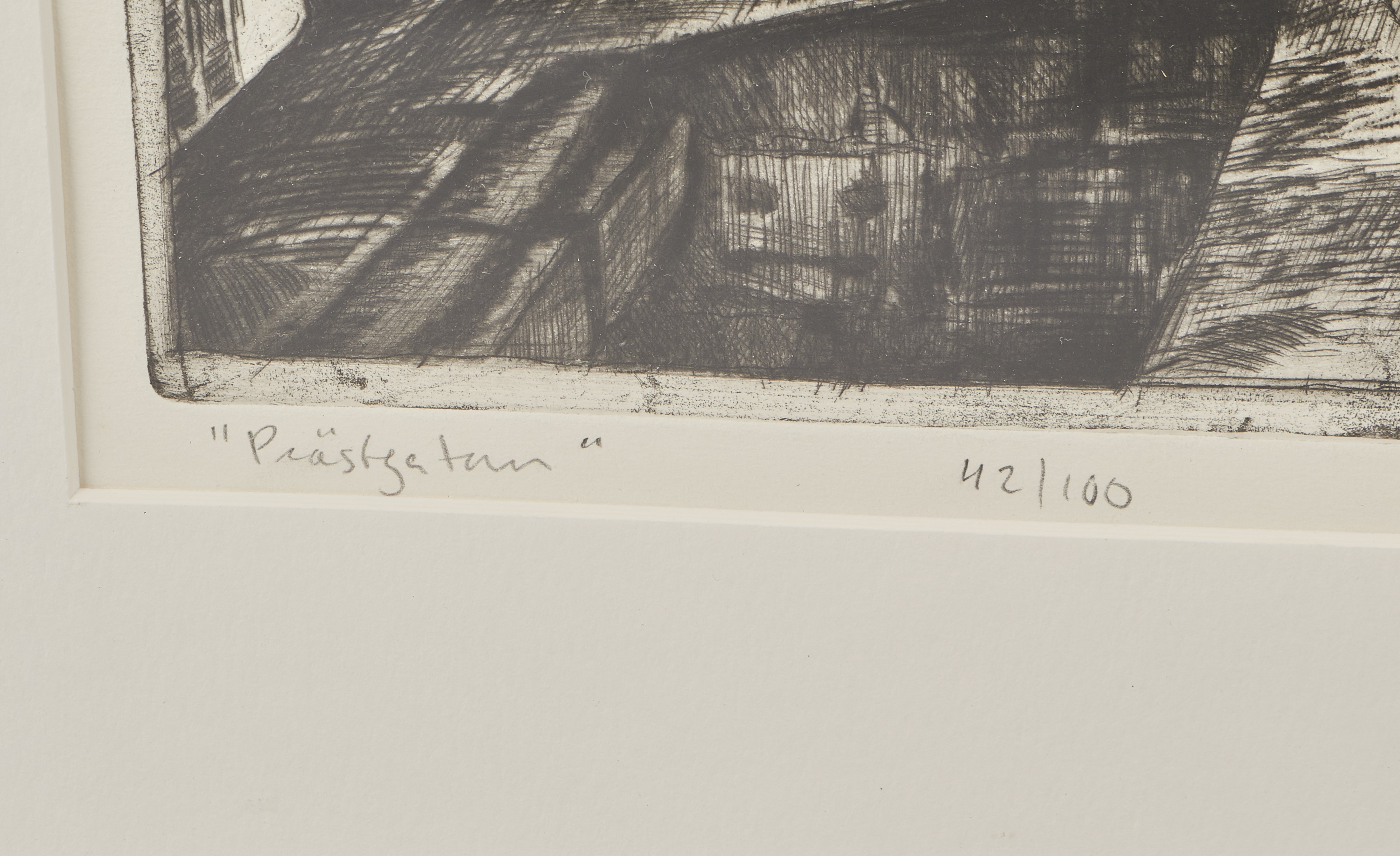 Etsning, Hasse Lindroth (f. 1938), Prästgatan, 42/100, motivet: 36x28 ...