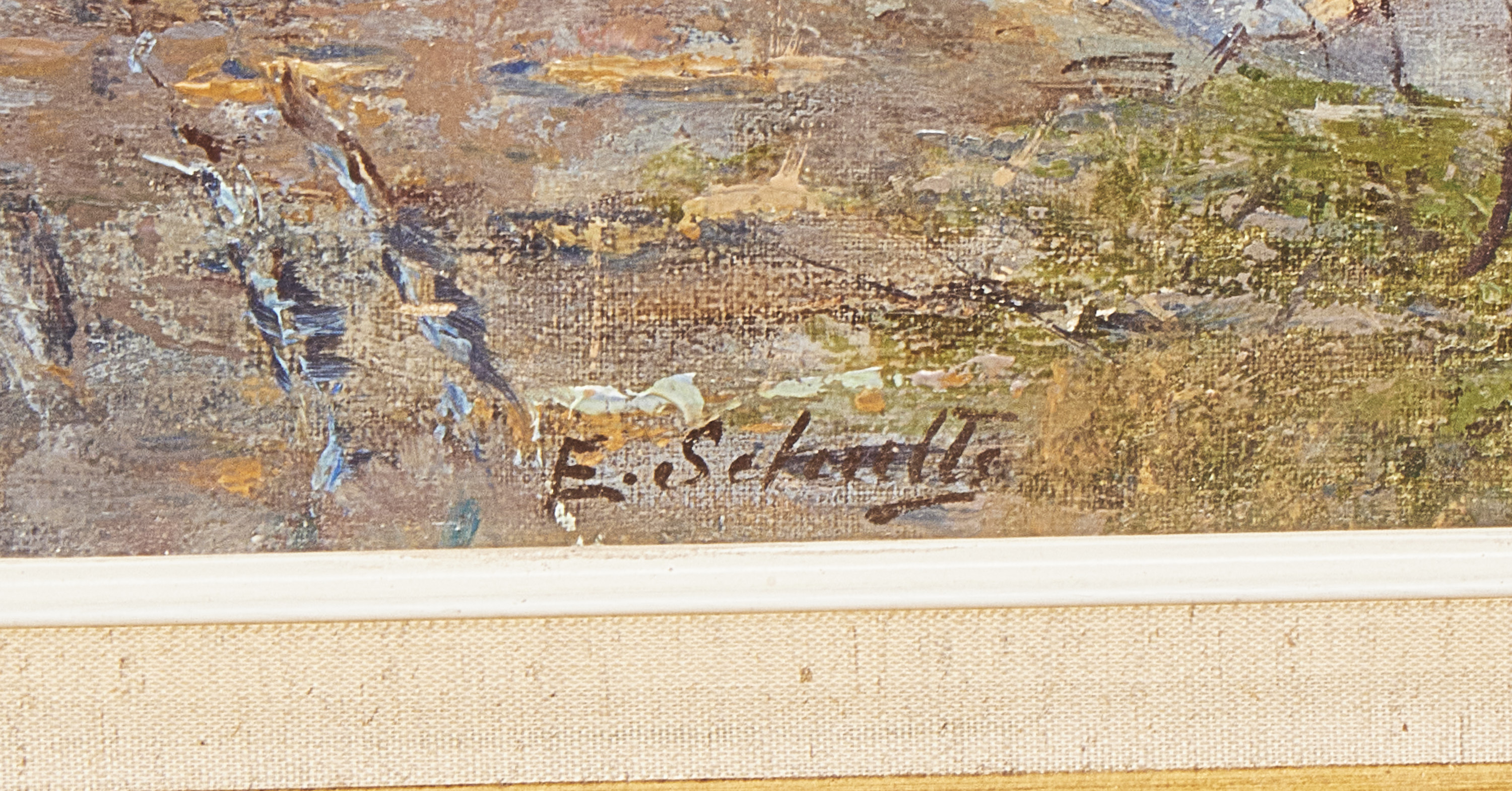 Oljemålning, Elsa Schultz-Moberger (1879-1978). Signerad, vårvinter ...