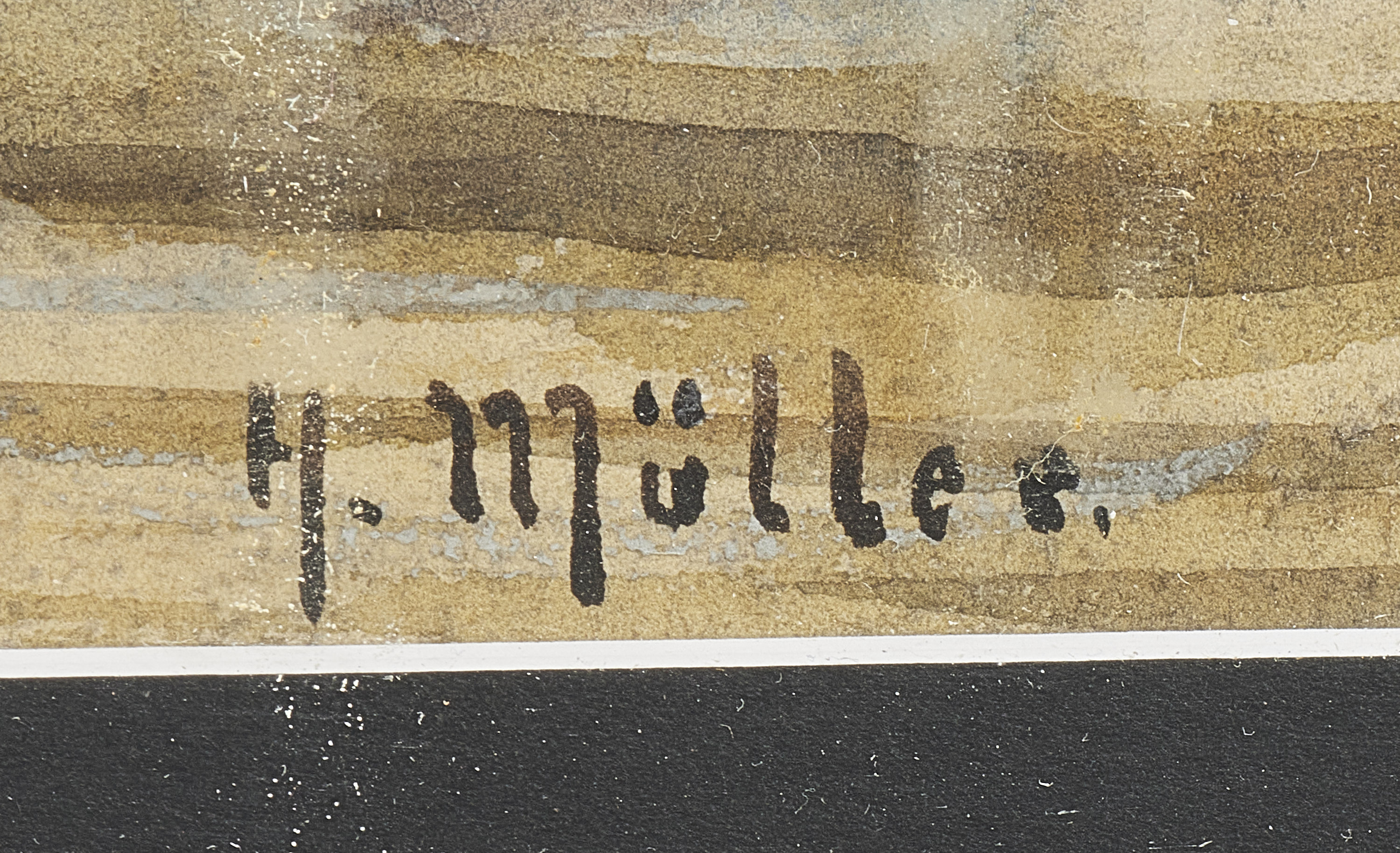 Akvarell, Herman Müller (1840-1919), Sverige. Signerad, "Norska Kusten ...