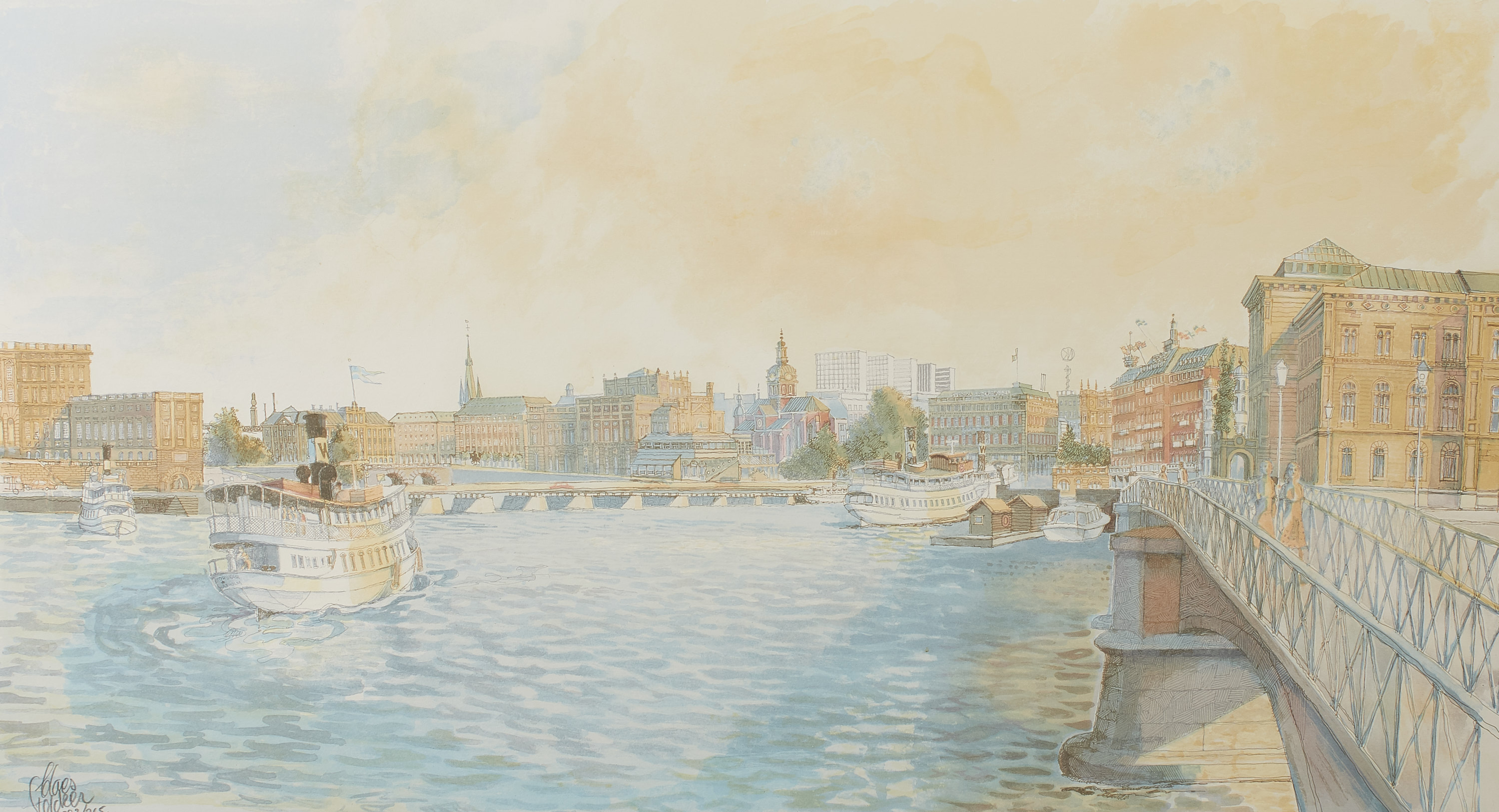 Färglitografier, 3 st, Claes Folcker (f. 1940), Sverige ...