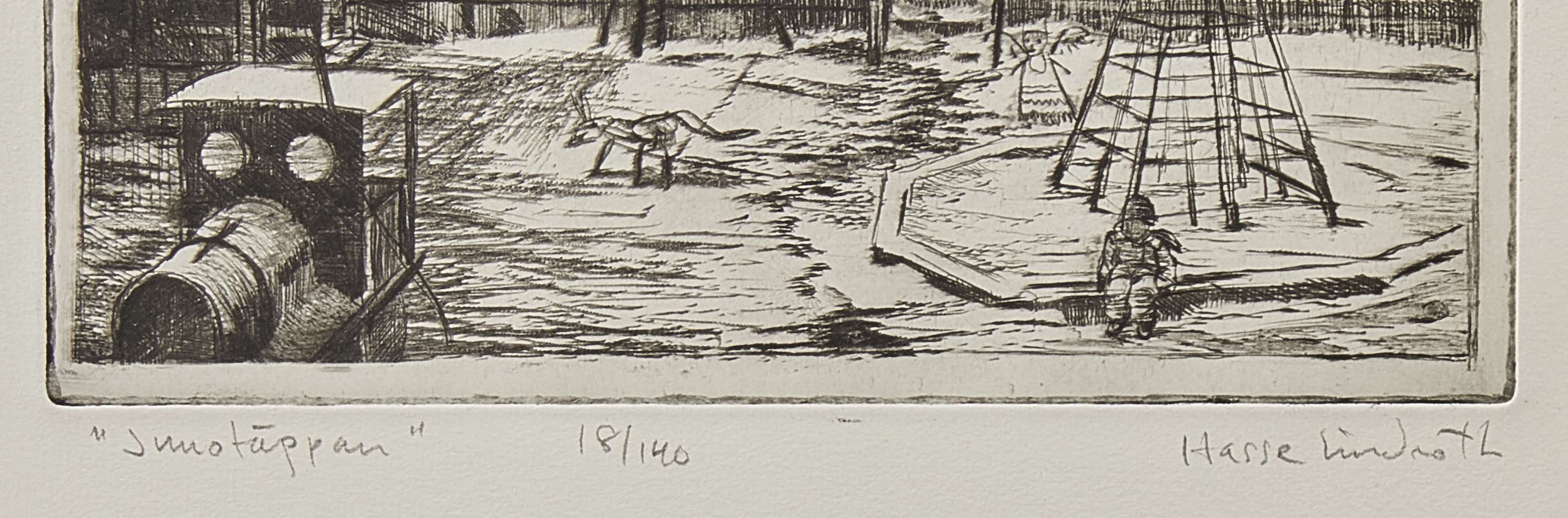 Etsning, Hasse Lindroth (f. 1938), Sverige. "Junotäppan", 18/140 ...