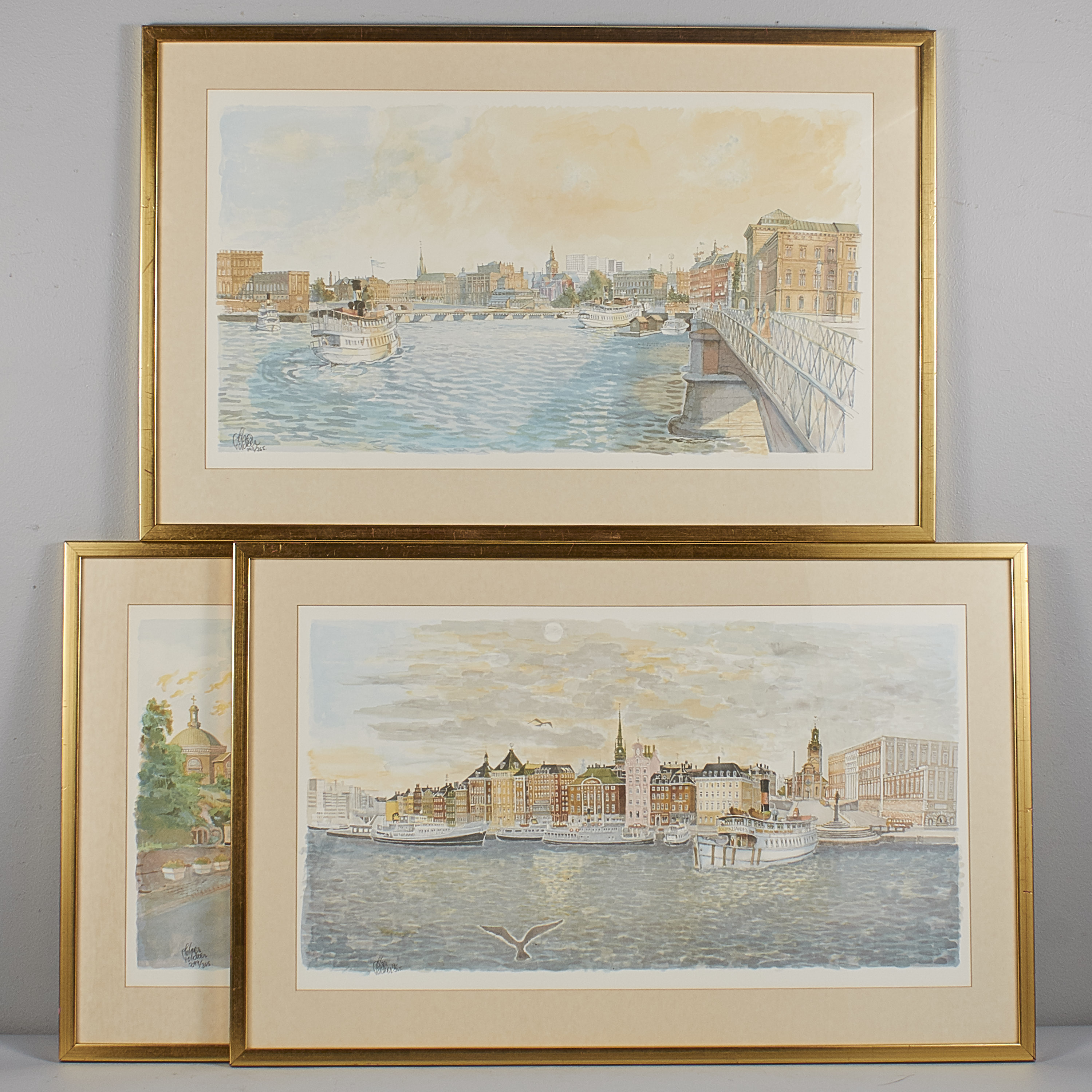 Färglitografier, 3 st, Claes Folcker (f. 1940), Sverige ...