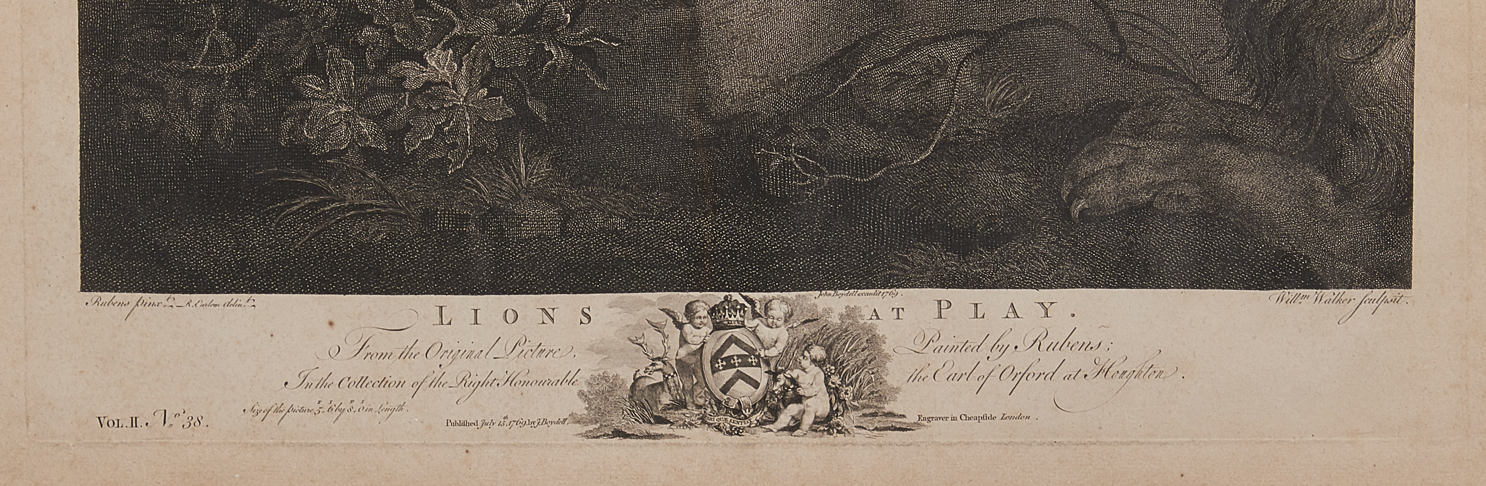 Gravyr, PP Rubens, William Walker, J Boydell, "Lions at play", 1769 ...