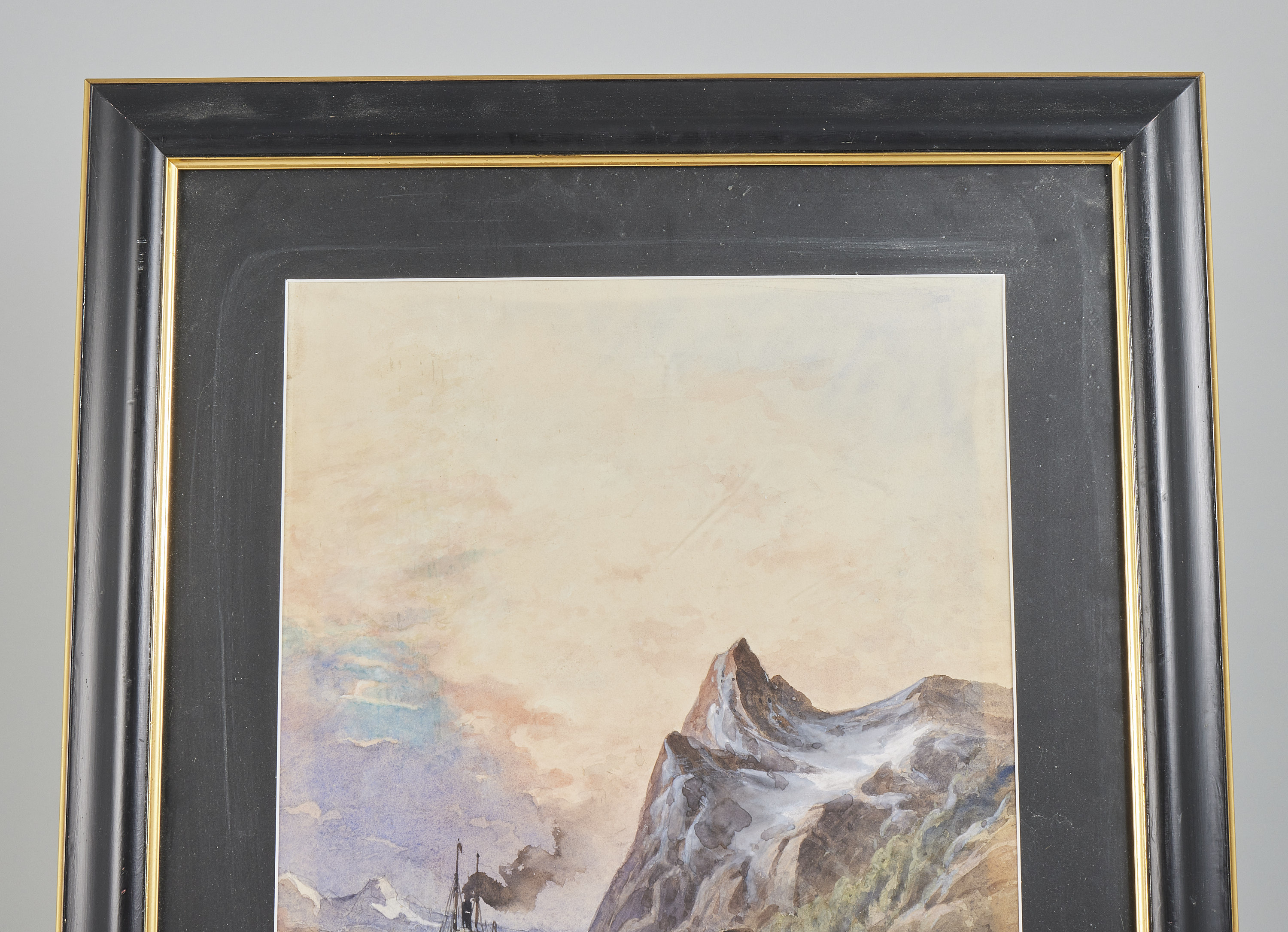 Akvarell, Herman Müller (1840-1919), Sverige. Signerad, "Norska Kusten ...