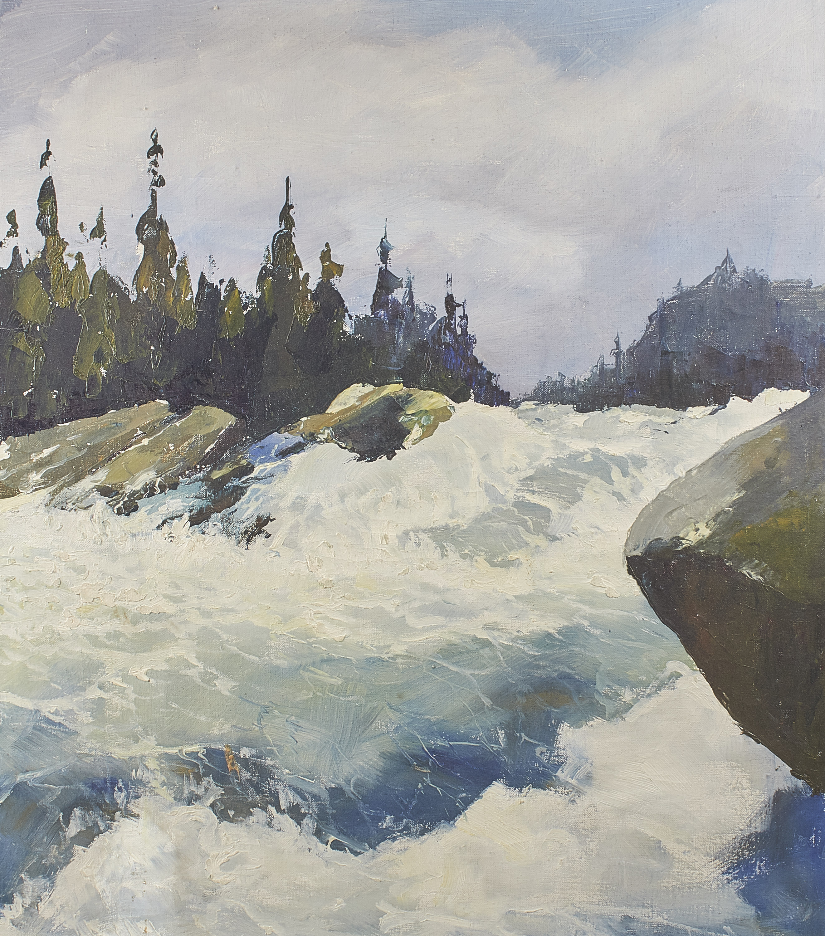 Oljemålning, Axel Lind (1907-2011), fors, otydlig signatur, 76x67 cm ...