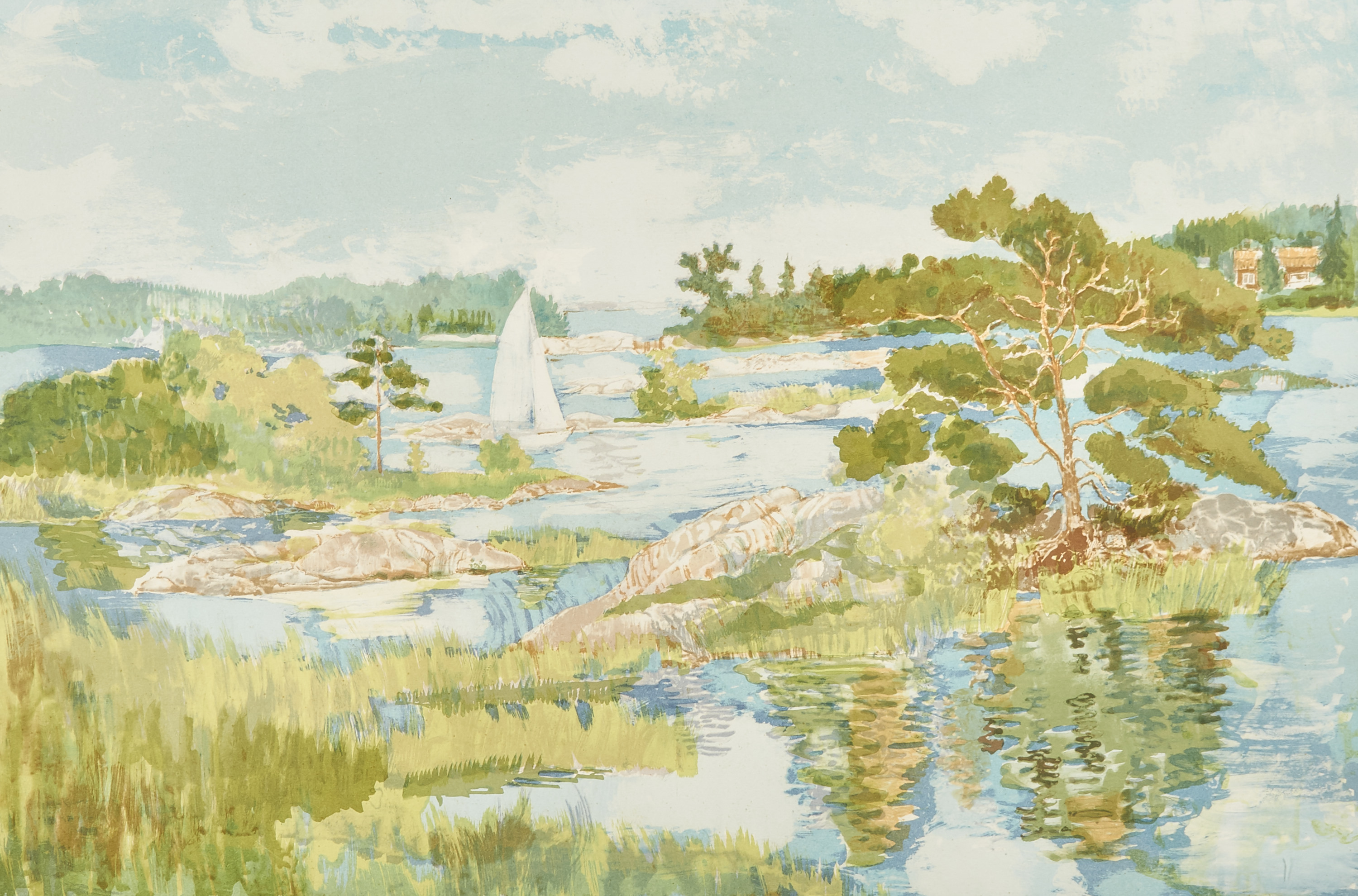 Färglitografi, Claes Folcker (f. 1940), 137/360, motivet: 49x73 ...