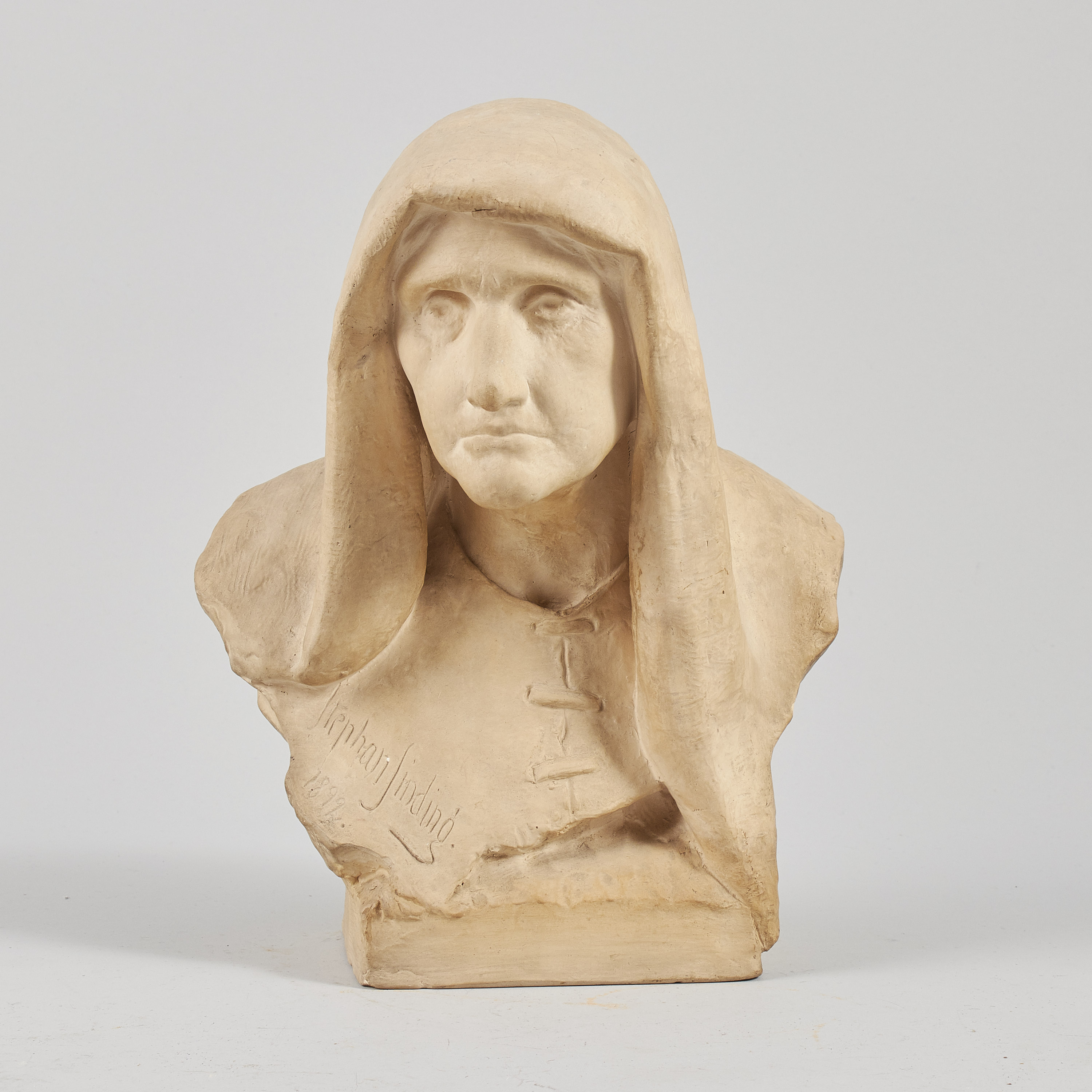 Skulptur, Stephan Sinding (1846-1922), Norge. Huvud. Signerad, daterad ...