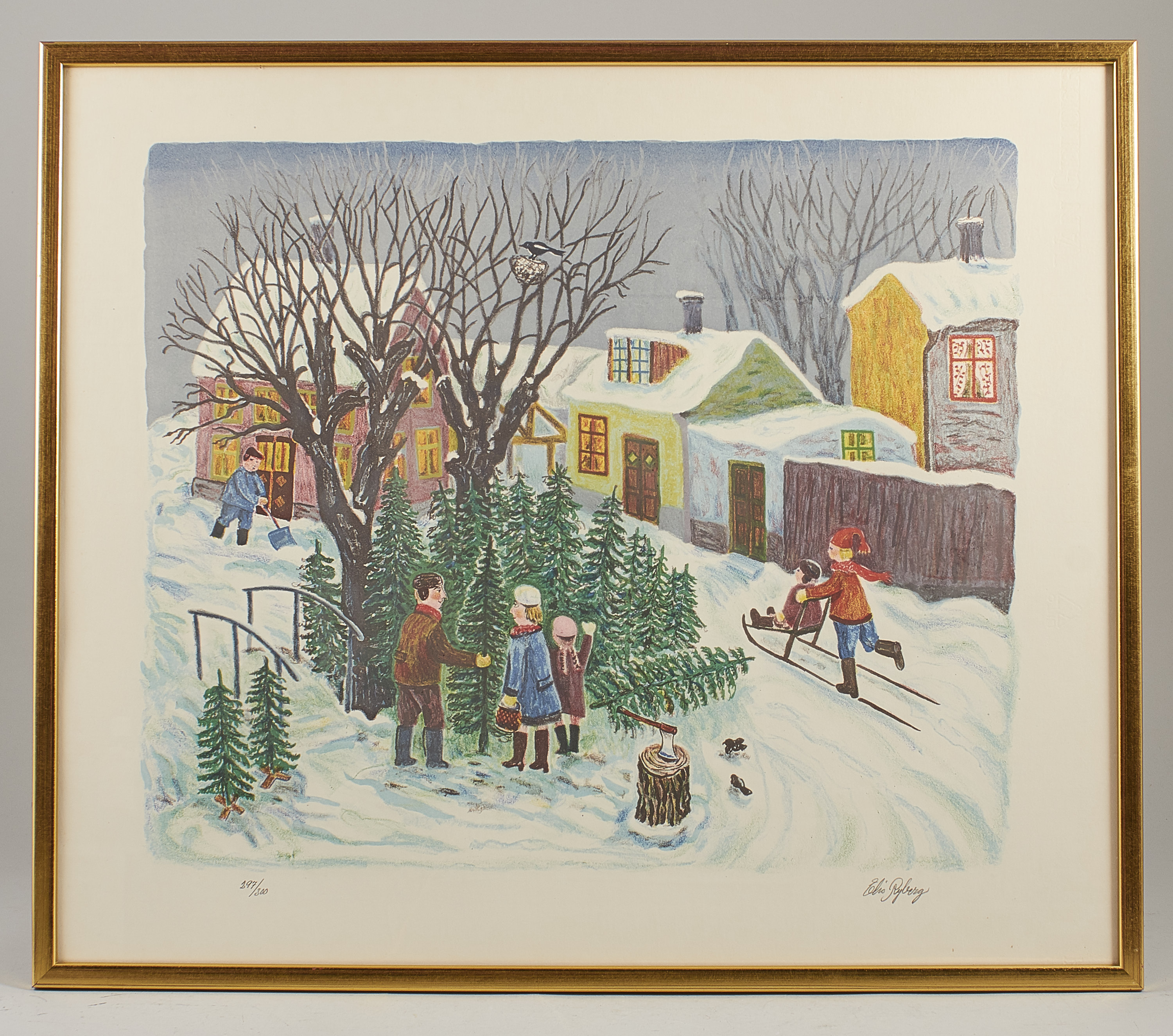 Färglitografi, Elis Ryberg (1919-1985), Sverige. Signerad, numrerad 297 ...