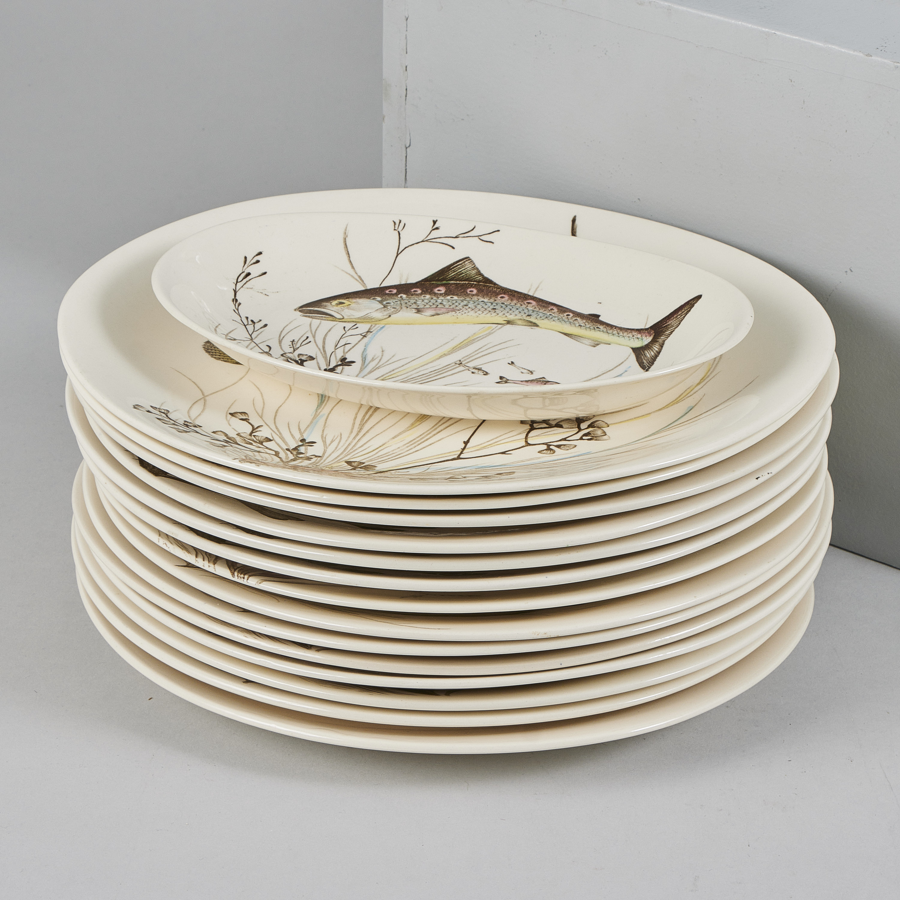 Fiskservis, 22 delar, Johnson & Brothers, "Fish". Längd: 14-40 cm ...