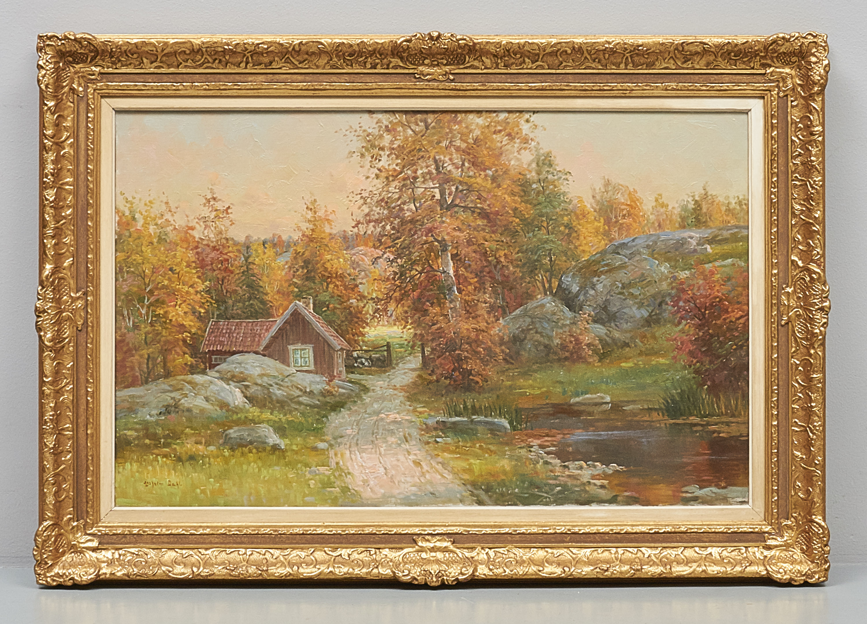 Oljemålning, Anshelm Dahl (1897-1964), Sverige. Landskap, 58x93 ...