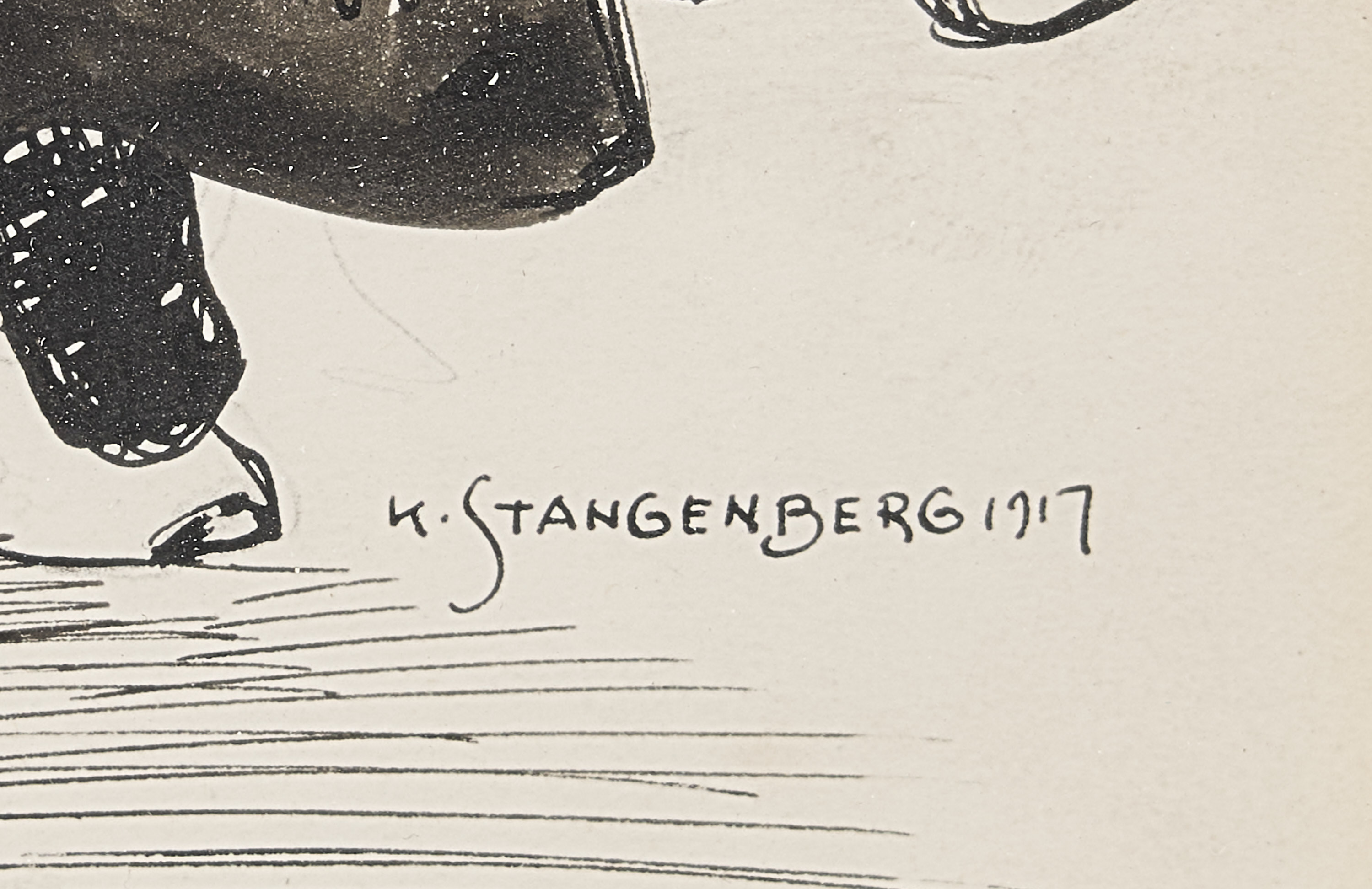 Tuschteckningar, 3 st, Knut Stangenberg (1871-1955), Sverige, Signerad ...