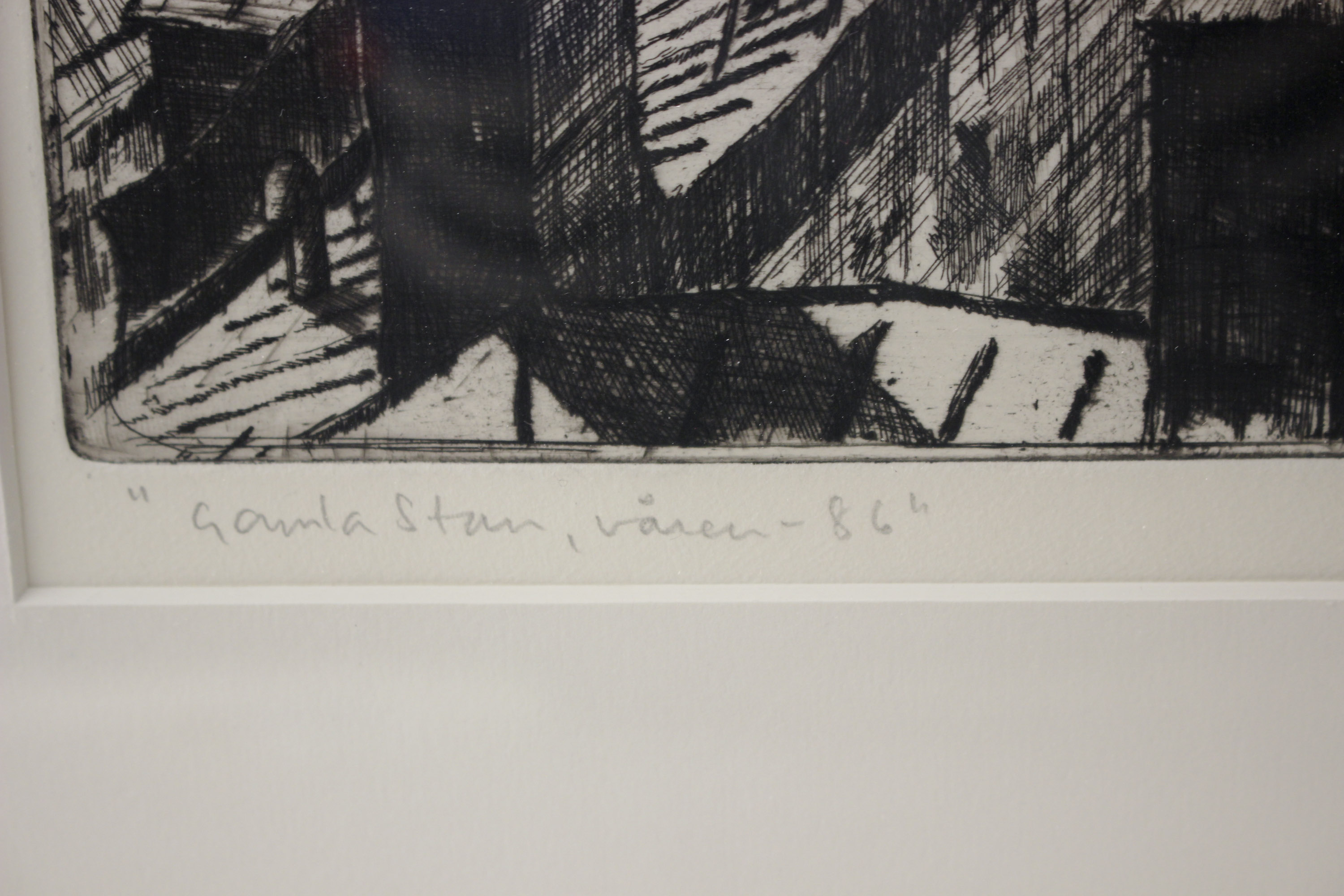 Etsning, Hasse Lindroth (f. 1938), Gamla Stan, 56 / 220, signerad ...