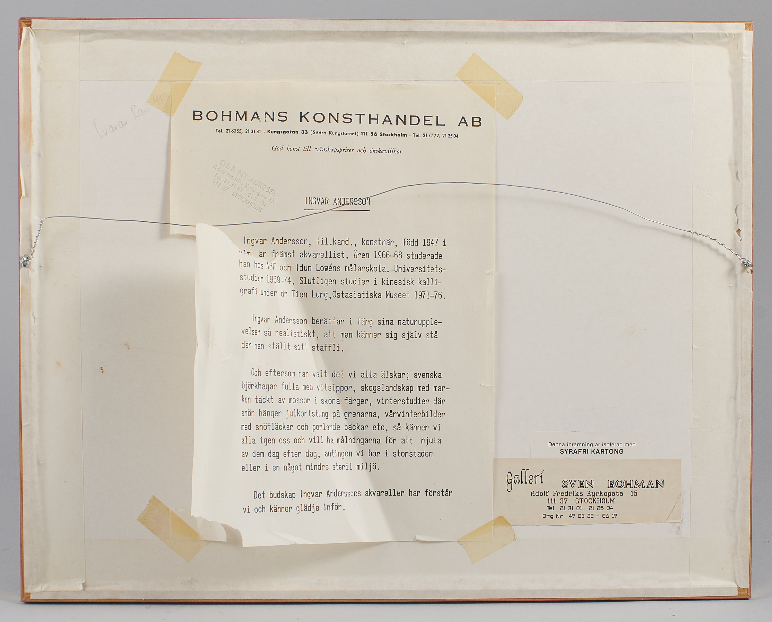 Akvarell, Ingvar Andersson. Signerad, daterad 1986,25x35 cm. Metropol ...