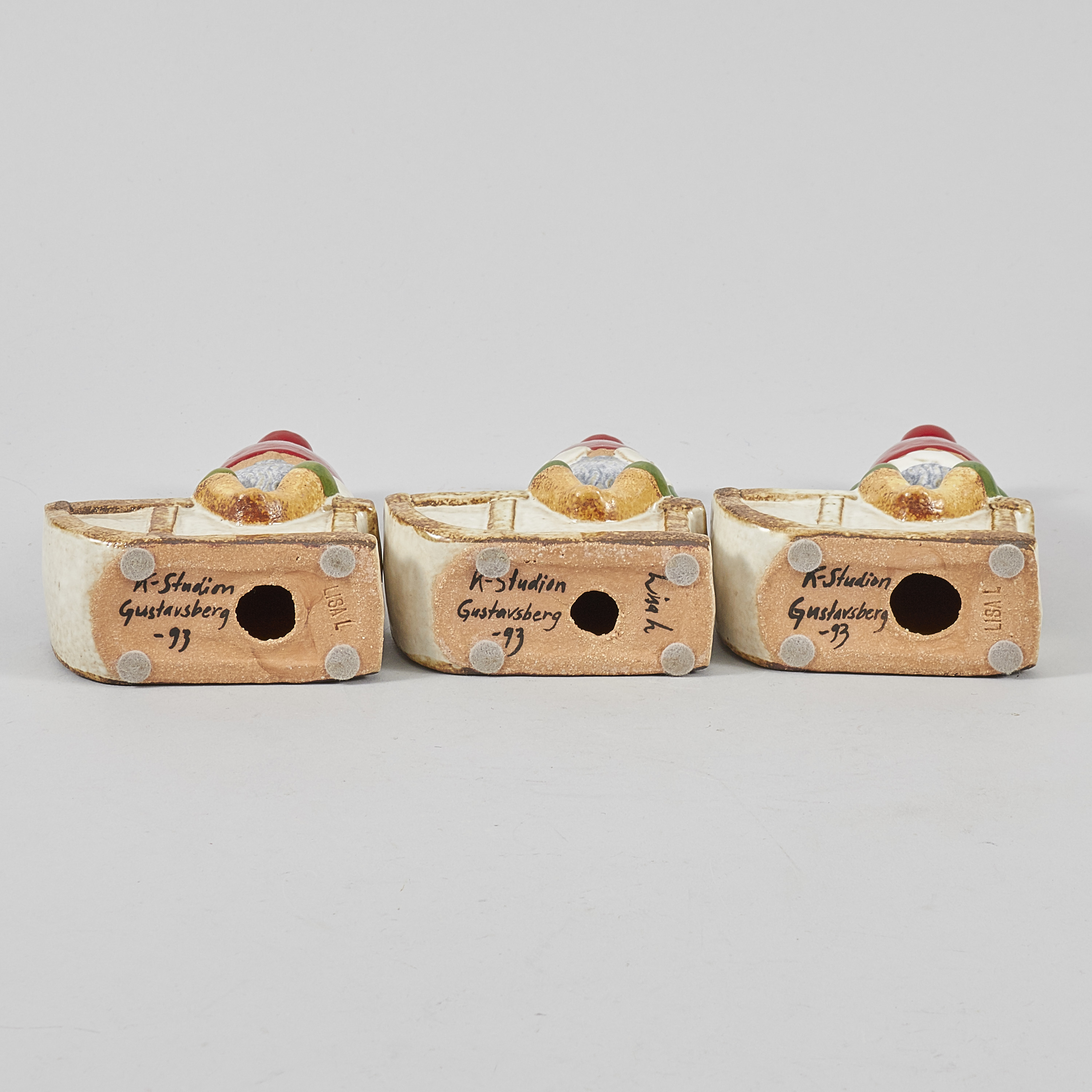 Ljusstakar, 3 st, Tomtar, Lisa Larson (f. 1931), Keramikstudion ...