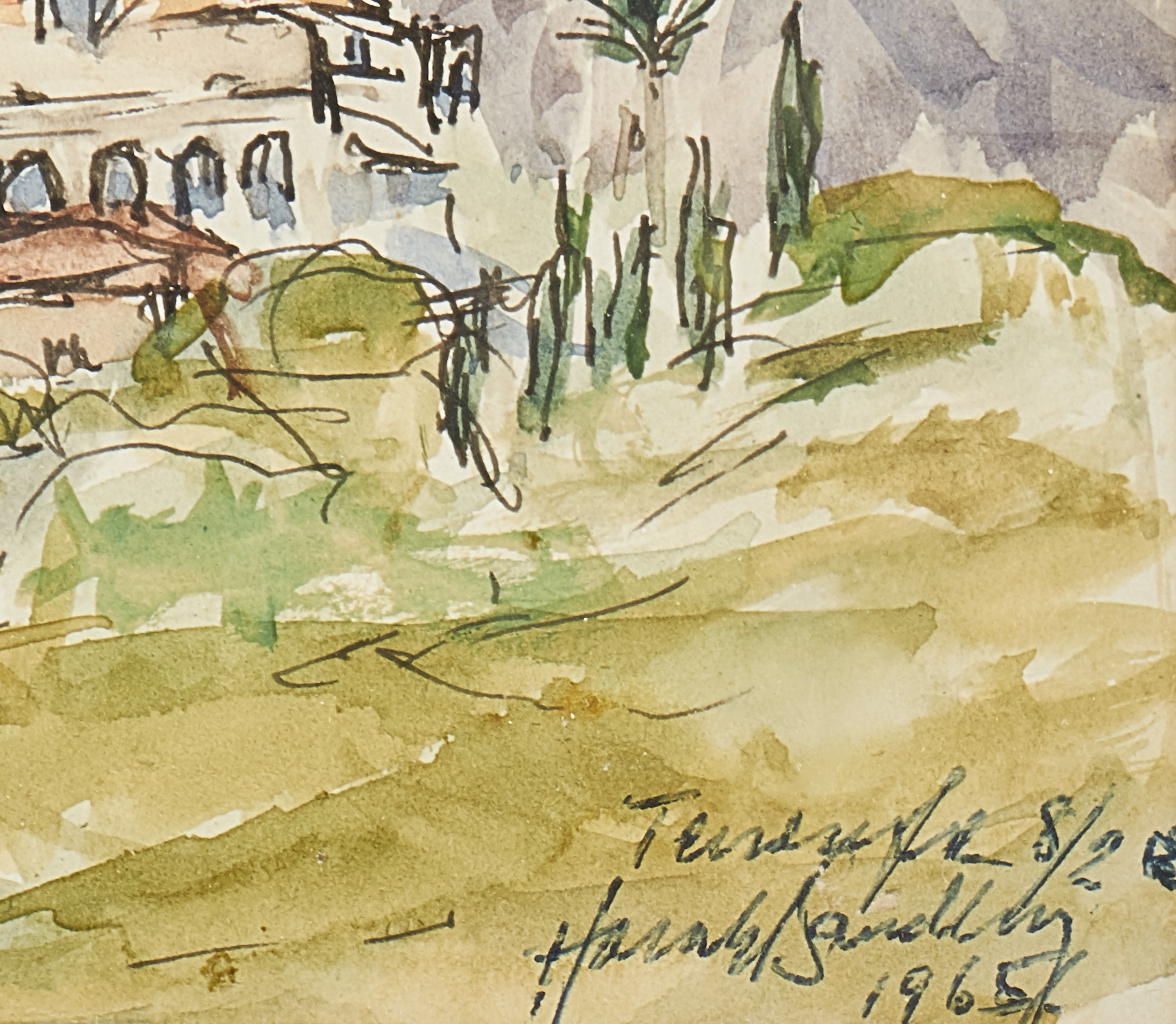 Akvarell, Harald Sandberg (1912-1983), 1965, Teneriffa, 10x14. Metropol ...