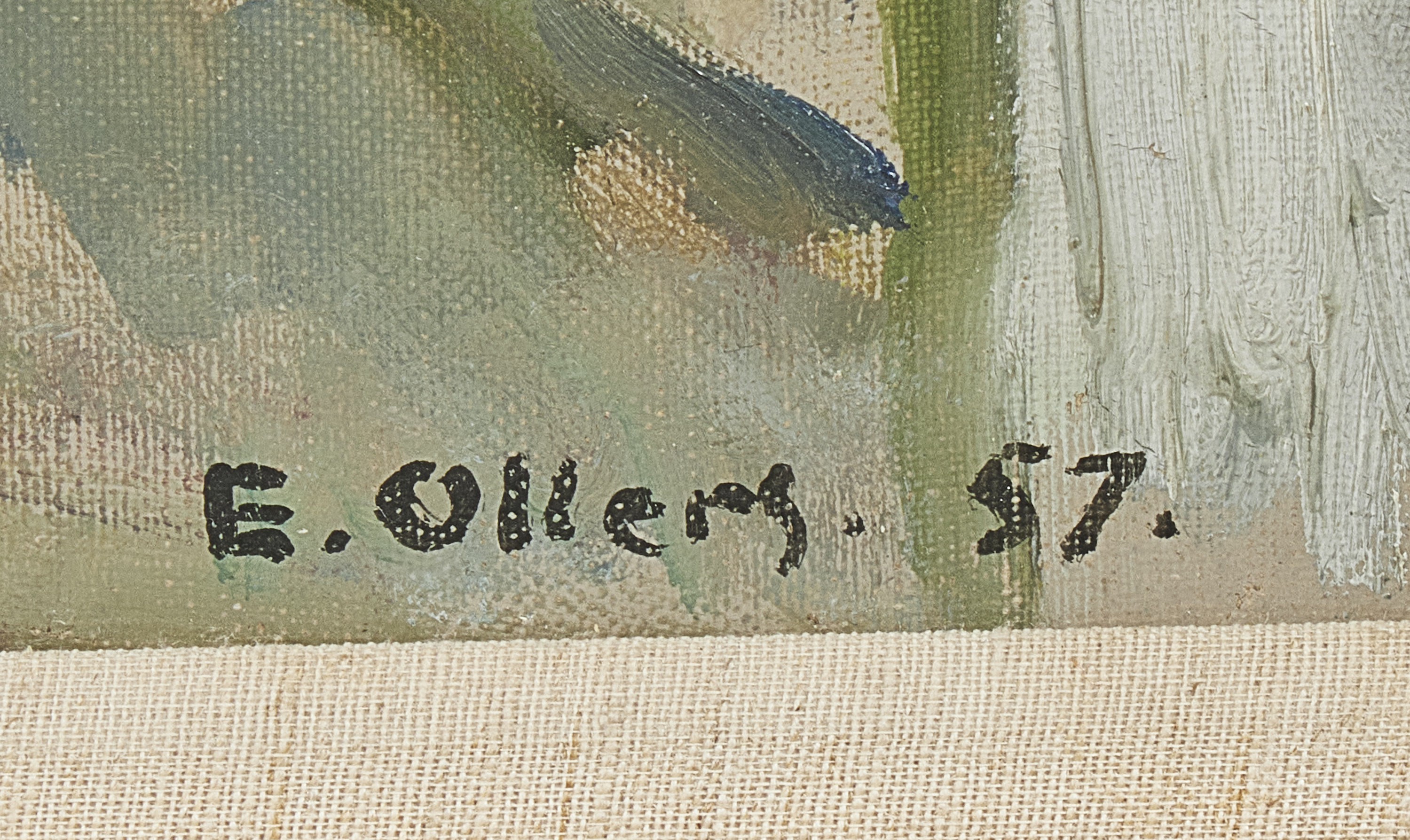 Oljemålning, Edvin Ollers (1888-1959), Sverige. Bakgård. Signerad ...