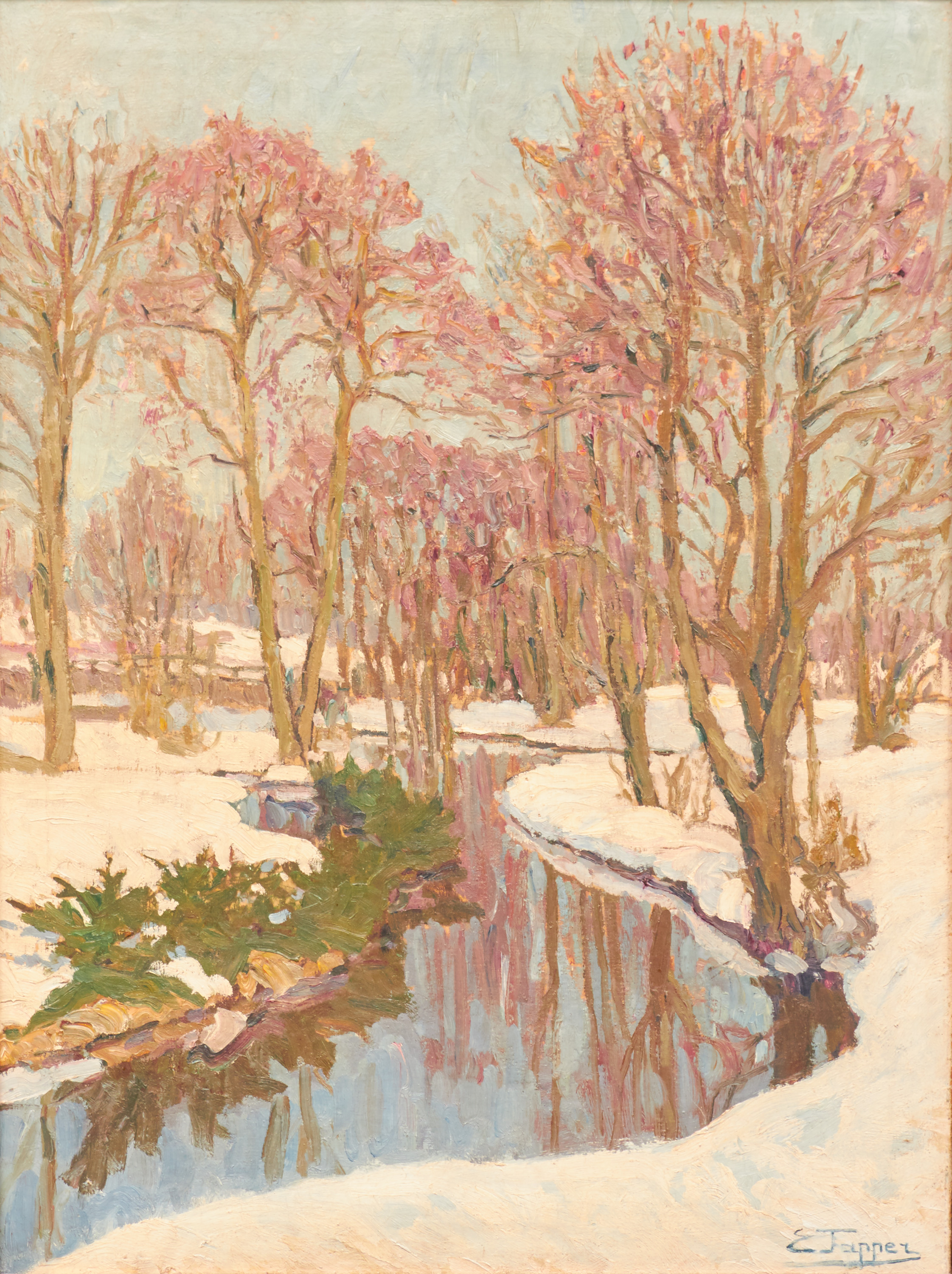 Oljemålning, Elisabeth Tapper (1875-1936), Vårbäcken, Motiv från ...