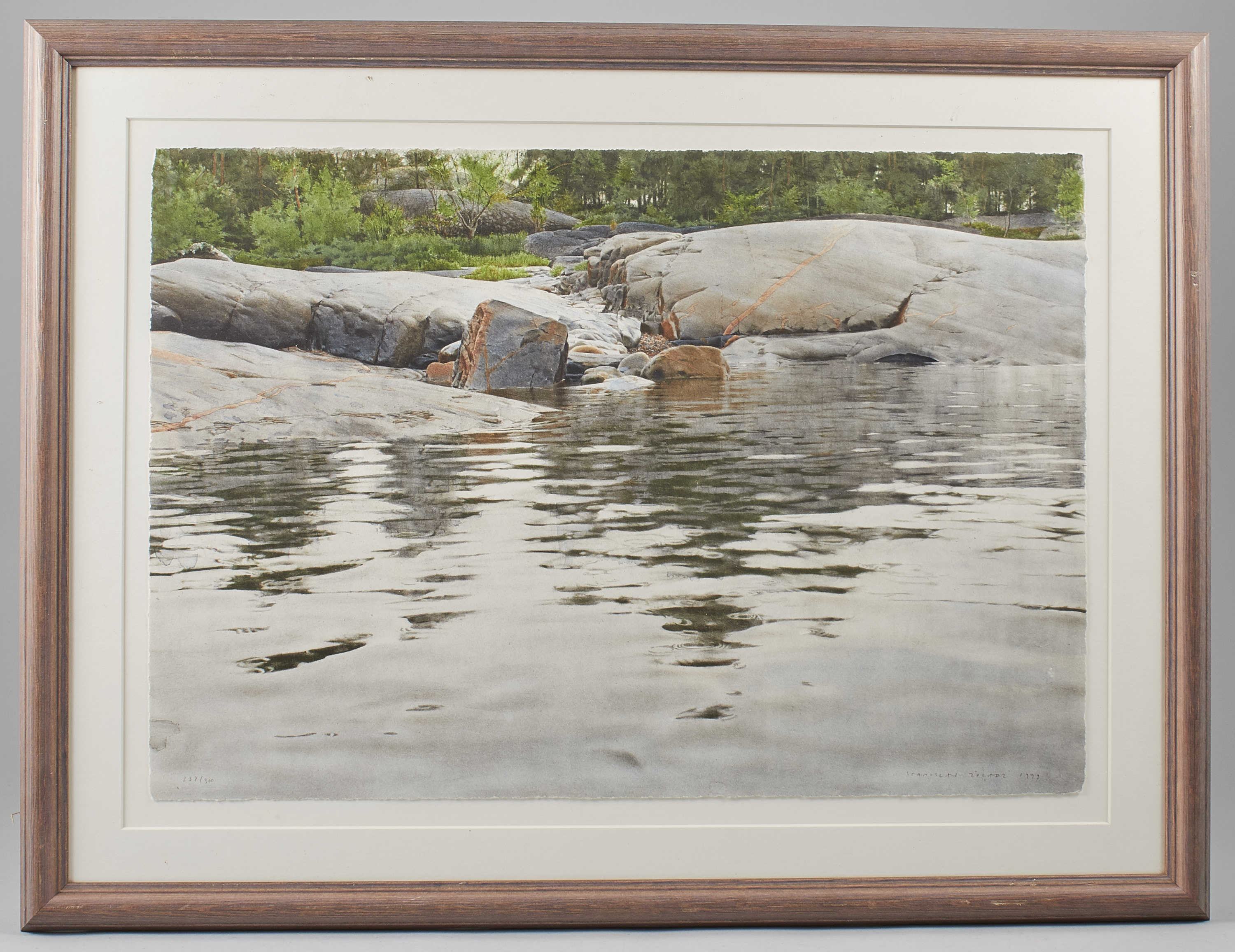 Färglitografi, Stanislaw Zoladz (f. 1952), 1999,237/300, kustklippor ...