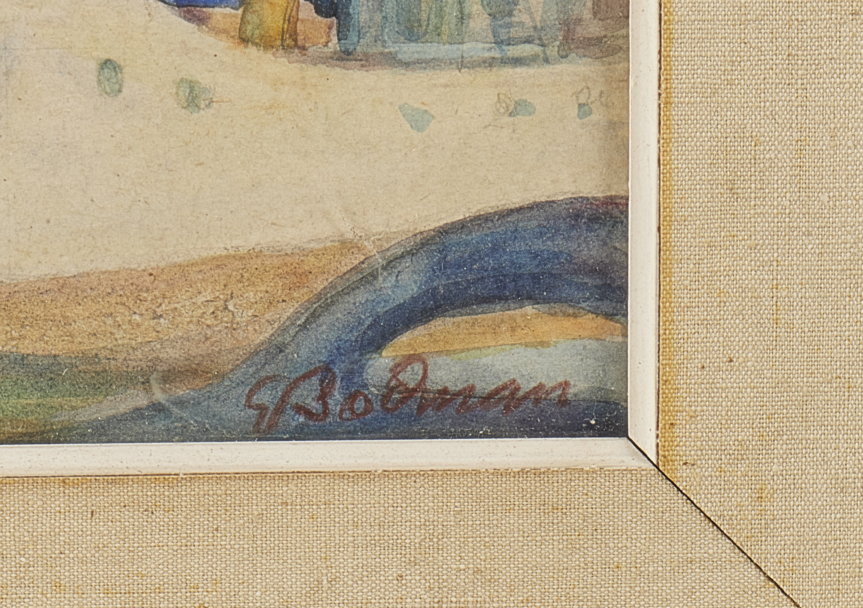 Akvarell, Signe Bohman (1885-1987), Sverige. Utsikt mot Södermalm ...