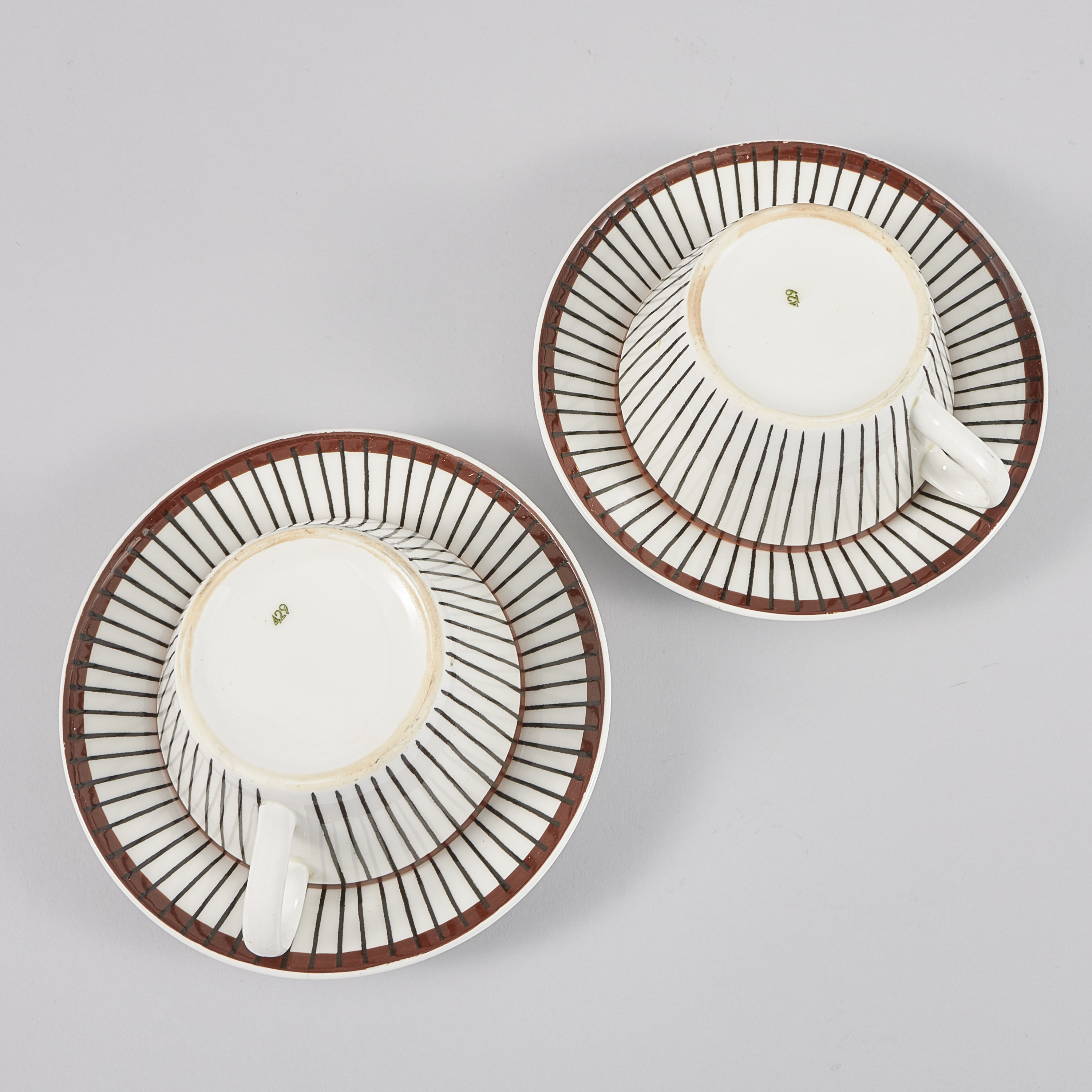 Tekoppar, med fat, 2 st, Stig Lindberg (1916-1982), Spisa Ribb ...