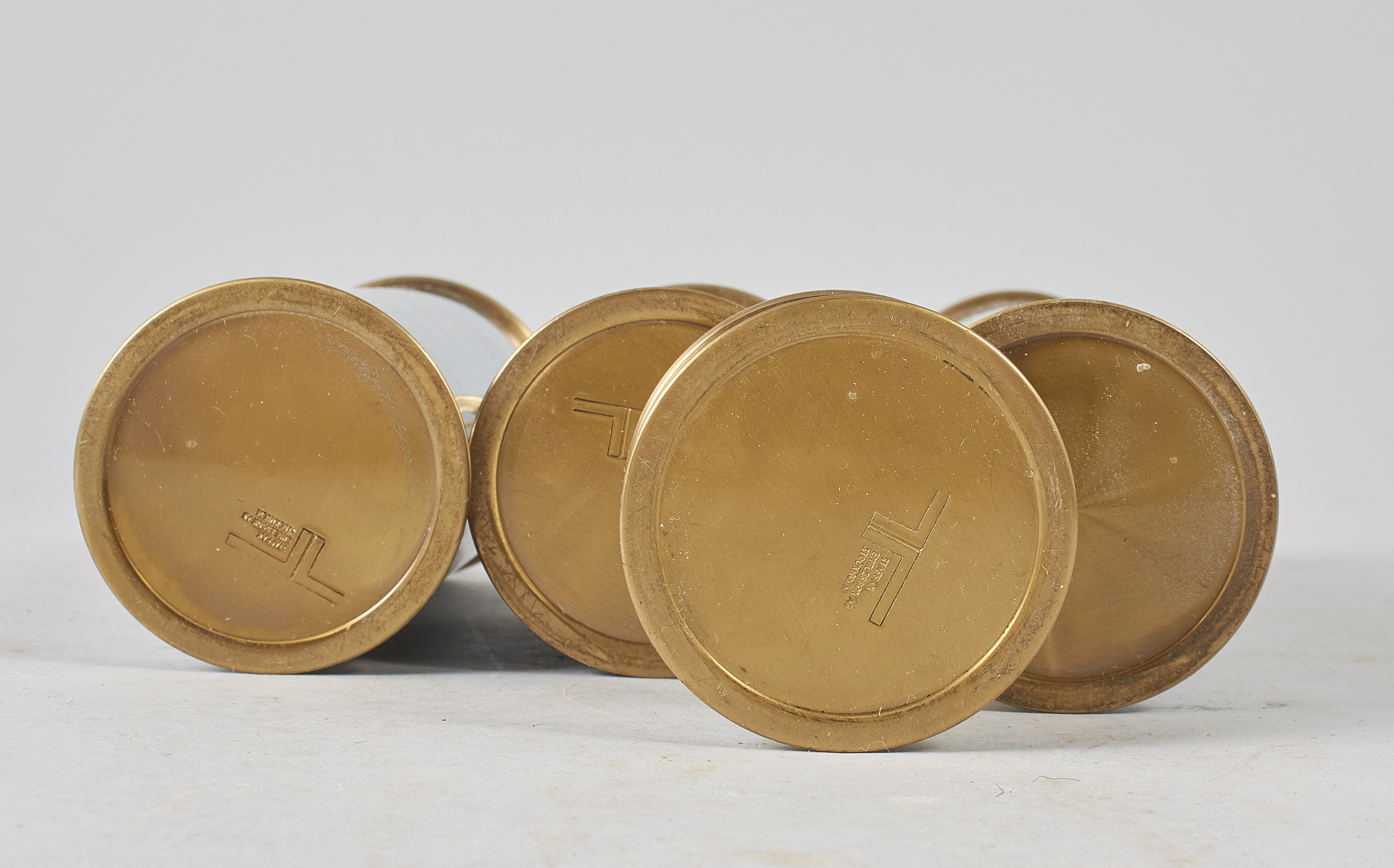 Ljusstakar, 4 st, Staffan Englesson. Rostfritt stål samt mässing ...