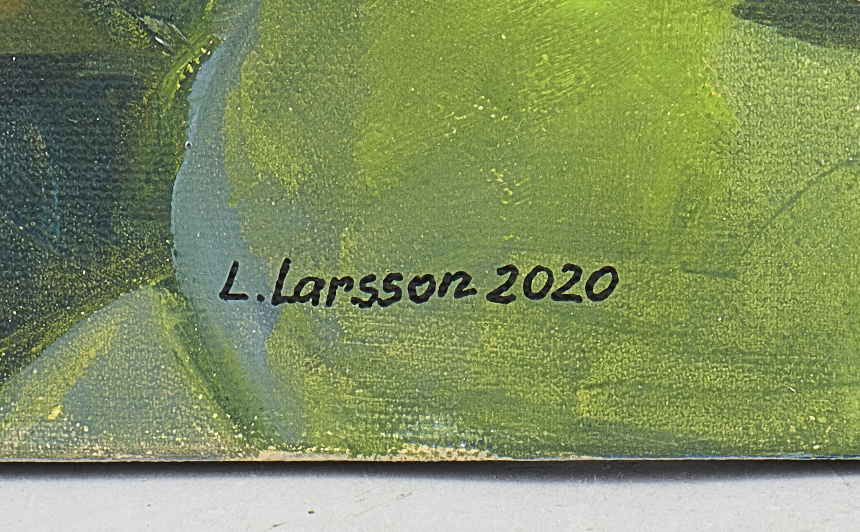 Oljemålning, Linnea Larsson, näckrosor. Signerad, 2020. Olja på duk ...