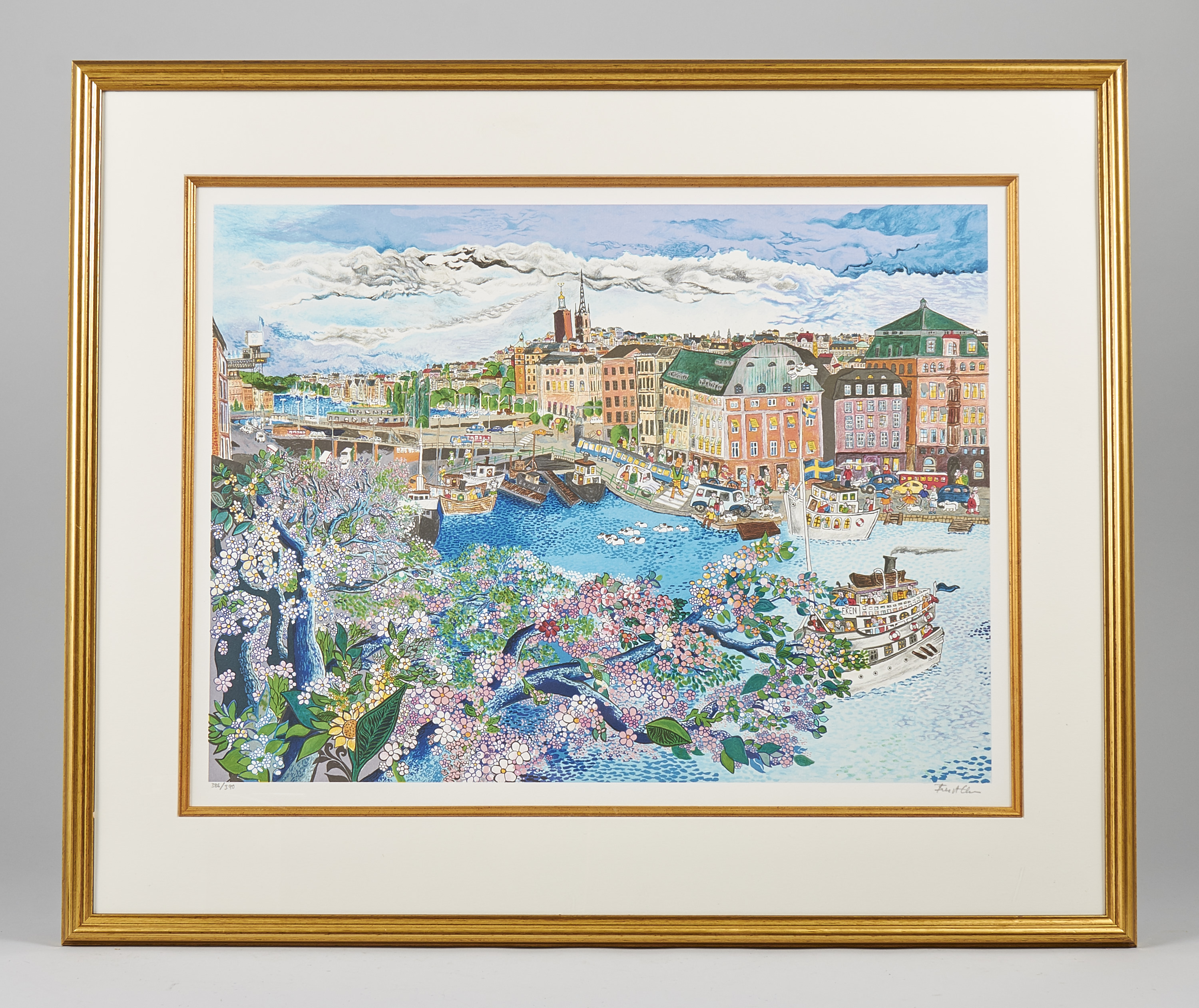 Färglitografi, Bengt Elde (1939-2015), 386/390, Slussen, 41x54 ...