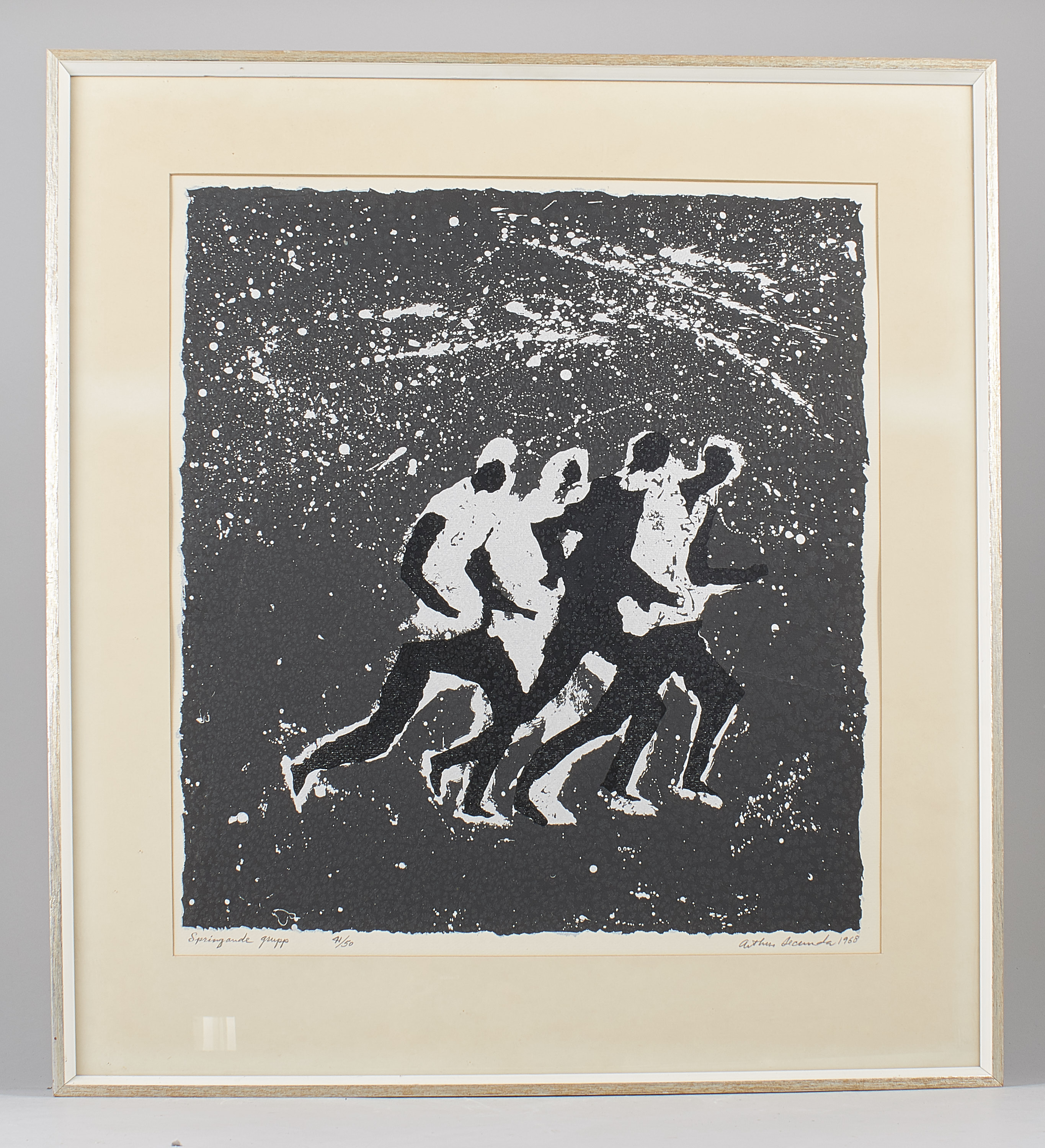 Litografi, Arthur Secunda, springande grupp, 41/50, signerad, 1968 ...
