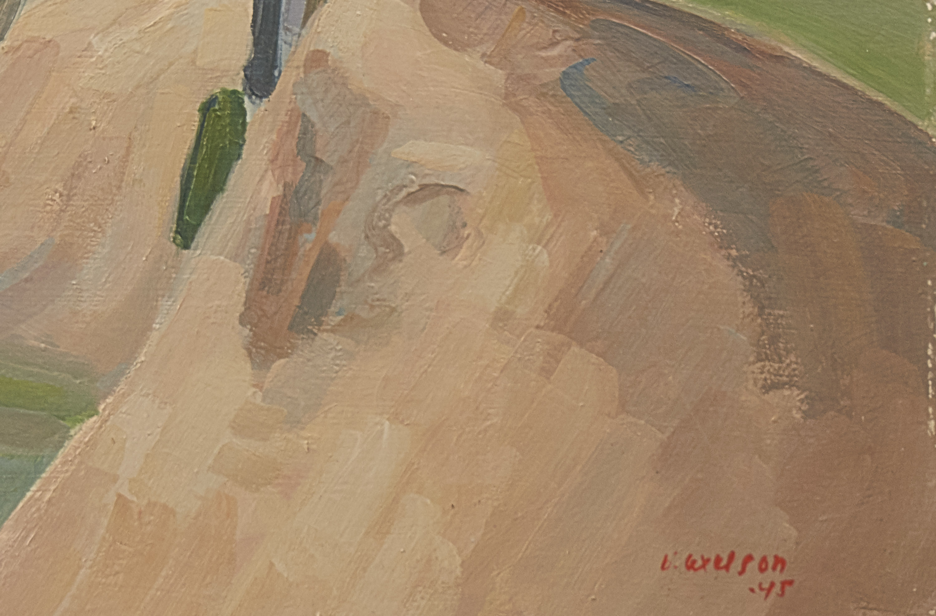 Oljemålning, Victor Axelson, 1945, "Kalkbrott Öland II", 50x60 ...