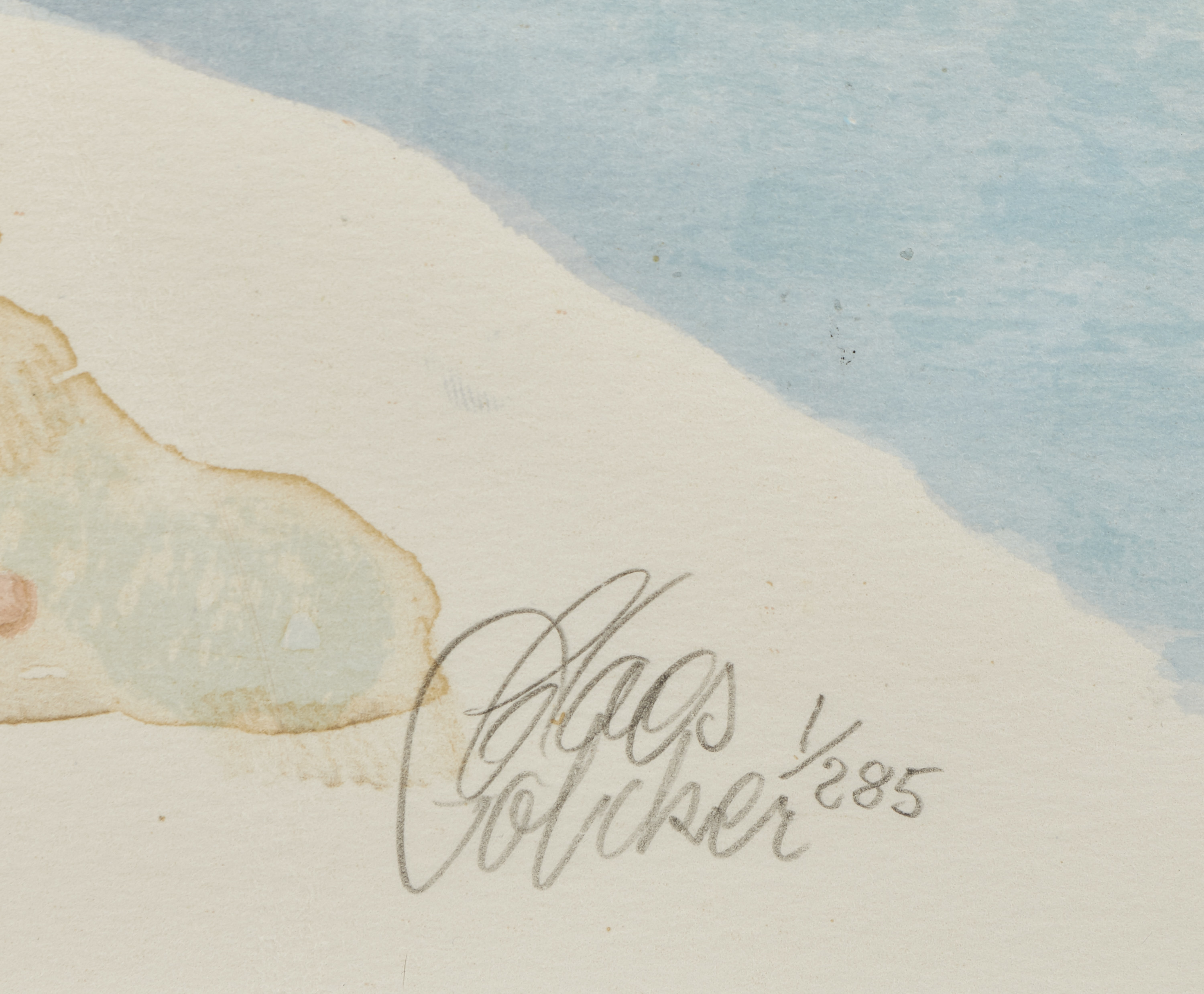 Färglitografi, Claes Folcker (f. 1940), 1/285, Skärgård, motivet: 49x71 ...