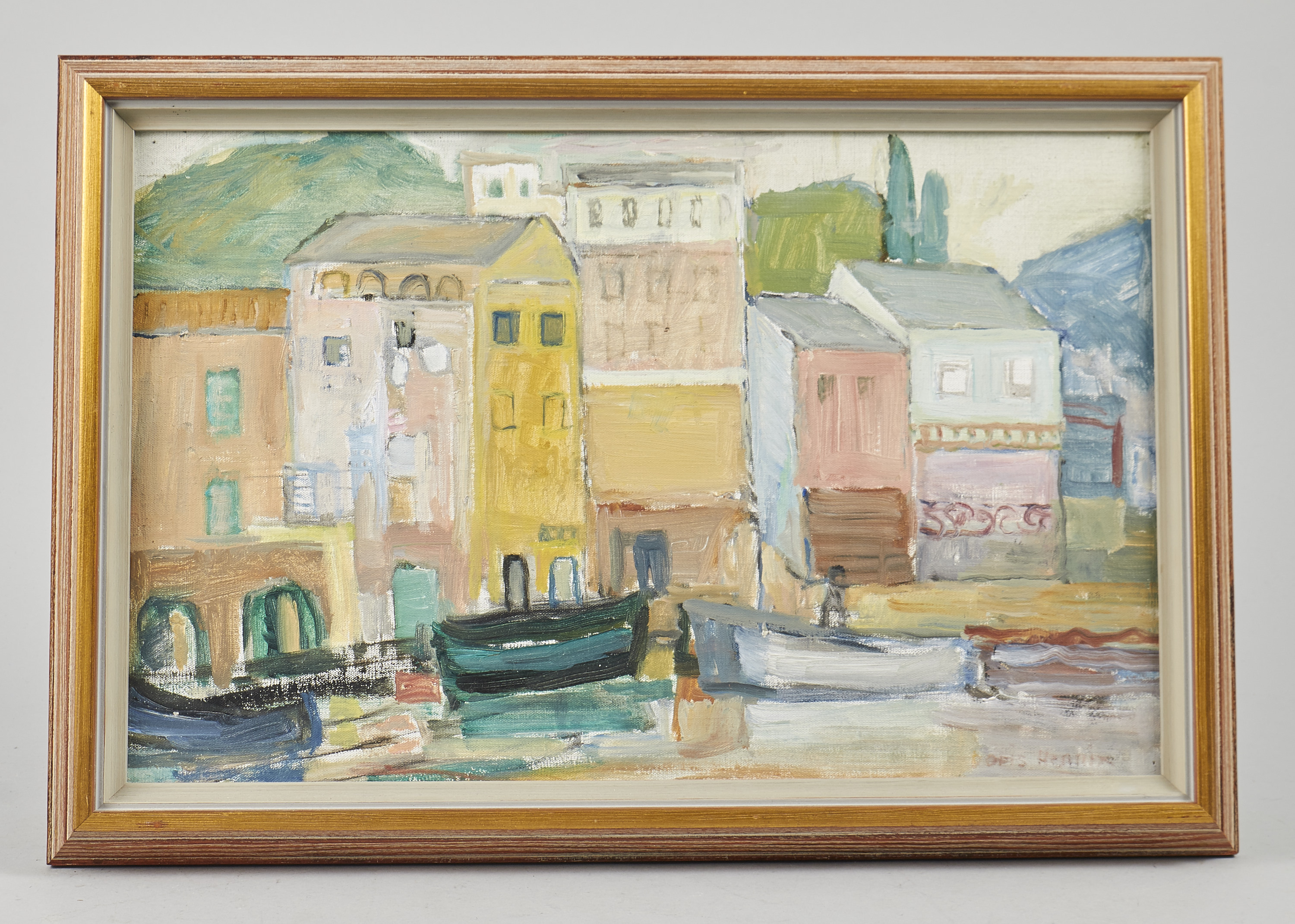Oljemålning, Doris Hennix (1908-1997), stadsbild, signerad, 26x40 ...