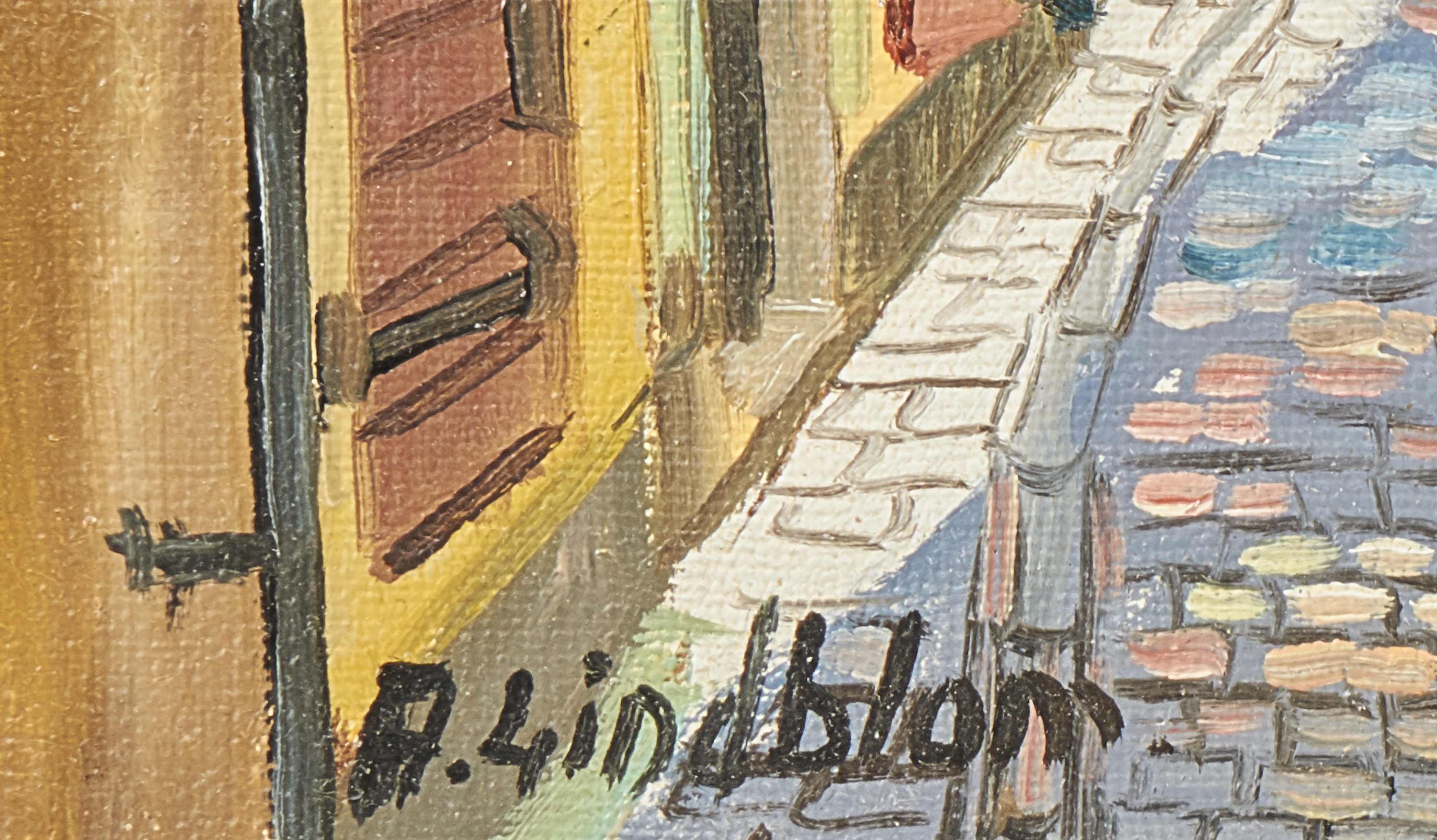 Oljemålning, Karl Arne Lindblom, Gamla Stan, 21x15. Metropol ...