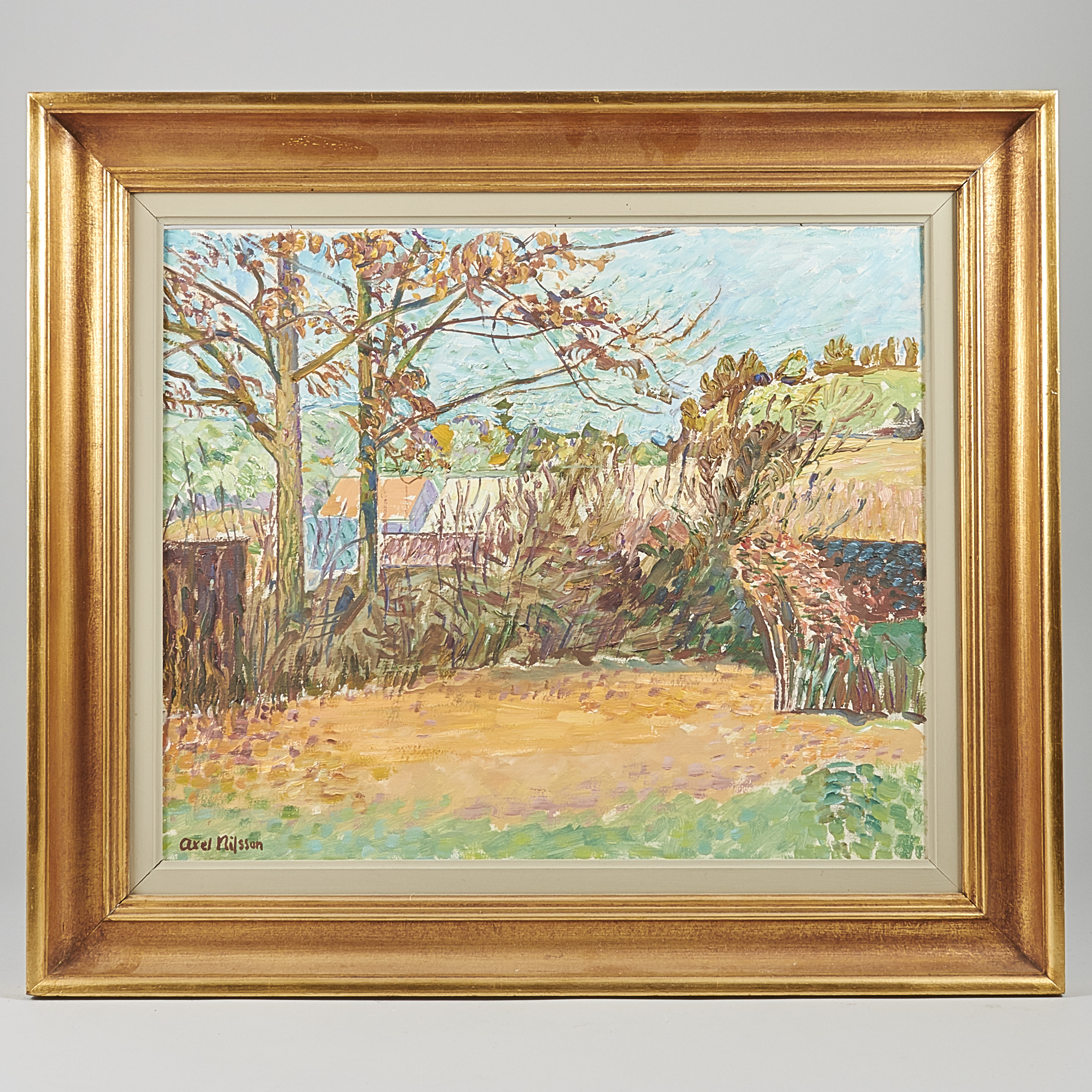 Oljemålning, Axel Nilsson (1889-1981), Landskap, signerad. 45x56 ...