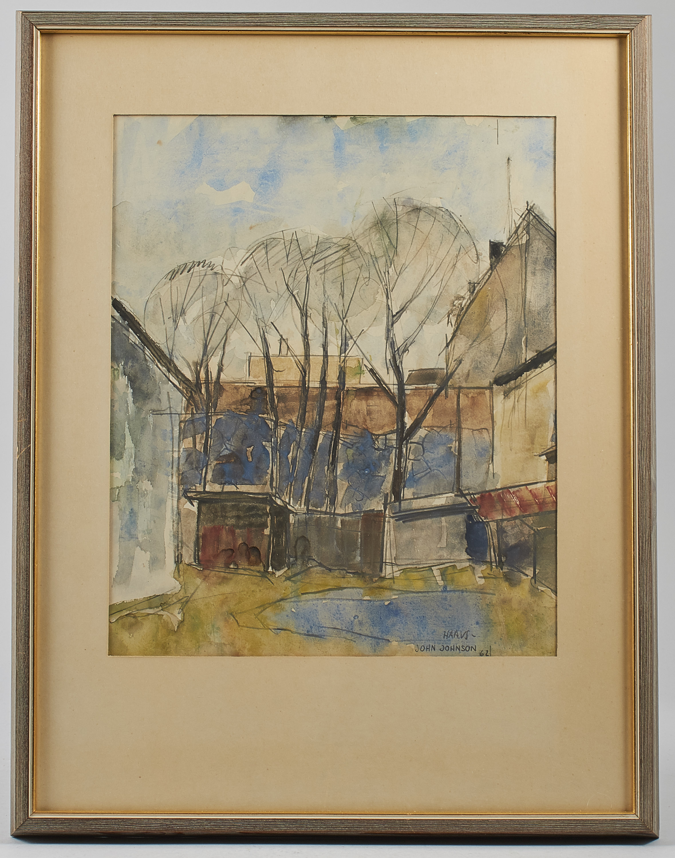 Akvarell, John Haavs Johnson (1915-1968), Sverige. -67, "Danviksgatan ...