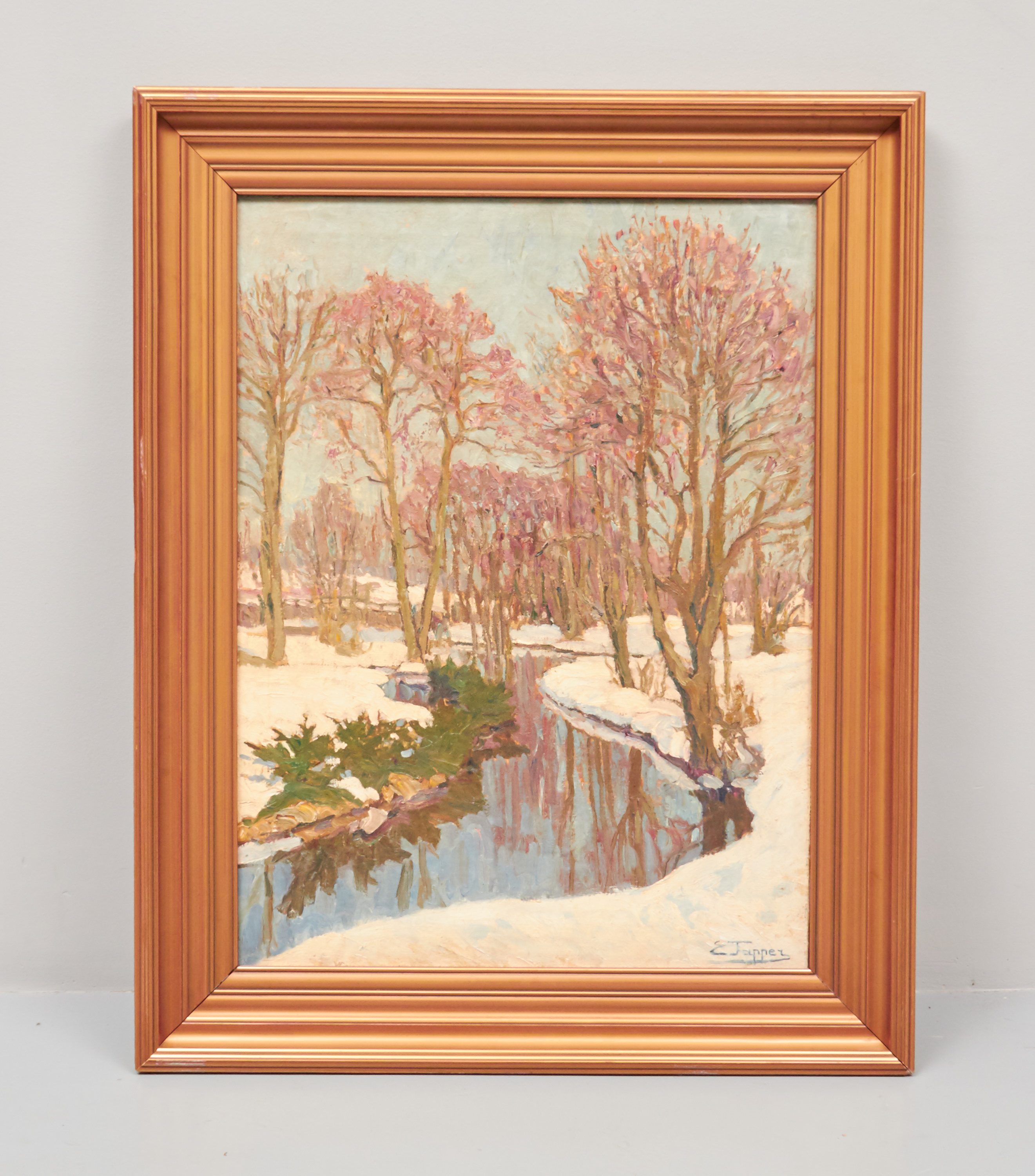 Oljemålning, Elisabeth Tapper (1875-1936), Vårbäcken, Motiv från ...