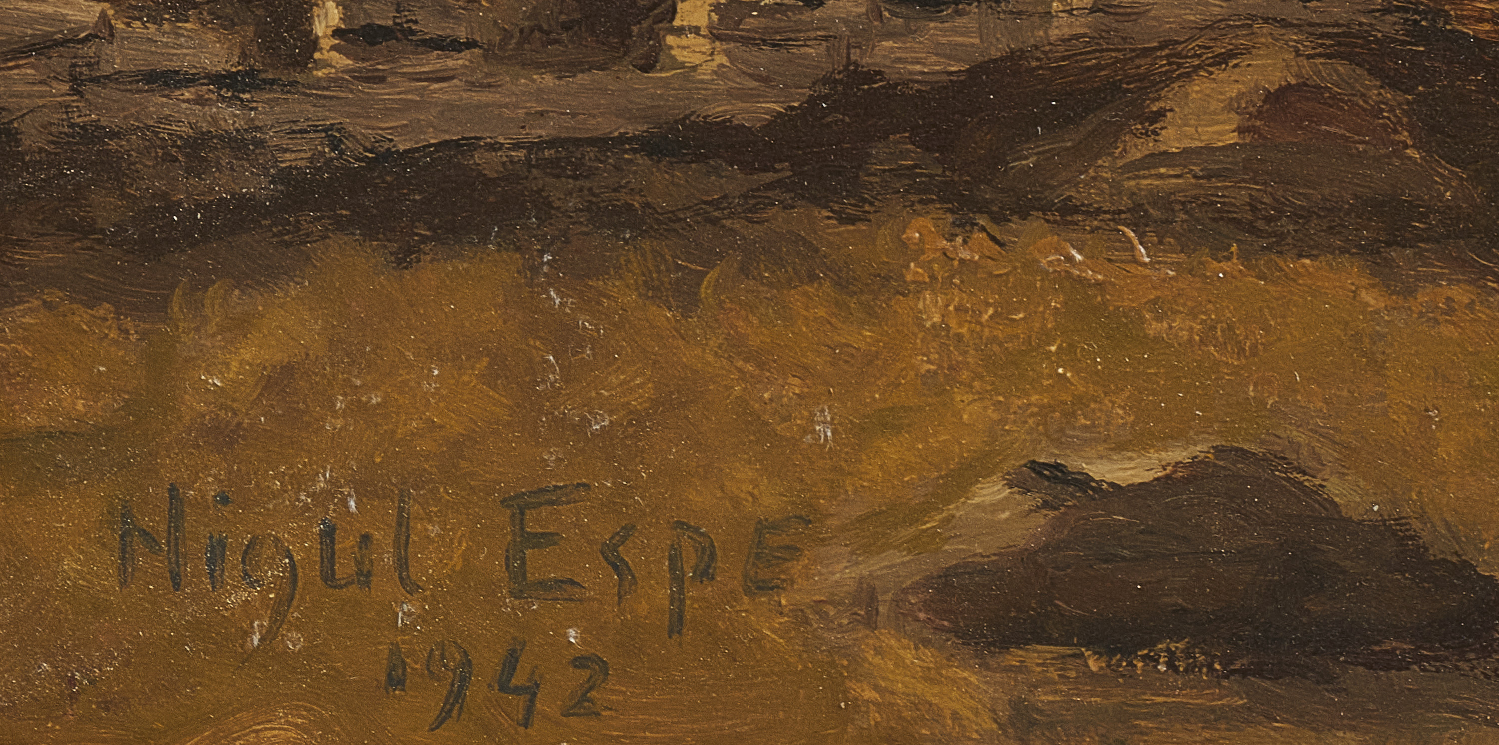 Oljemålning, Nigul Espe (1907-1970), Estland. Väderkvarnar. Signerad ...