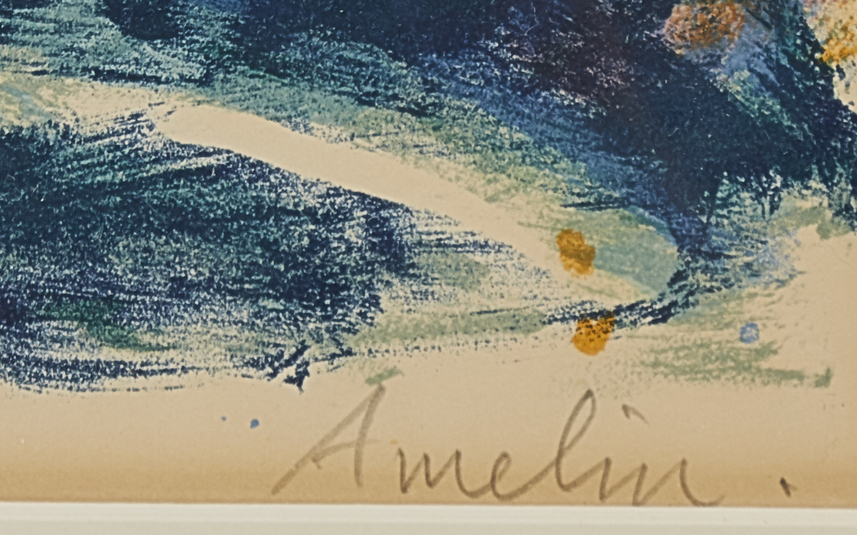 Färglitografi, Albin Amelin (1902-1975), Sverige. Fiskebåtar. Signerad ...