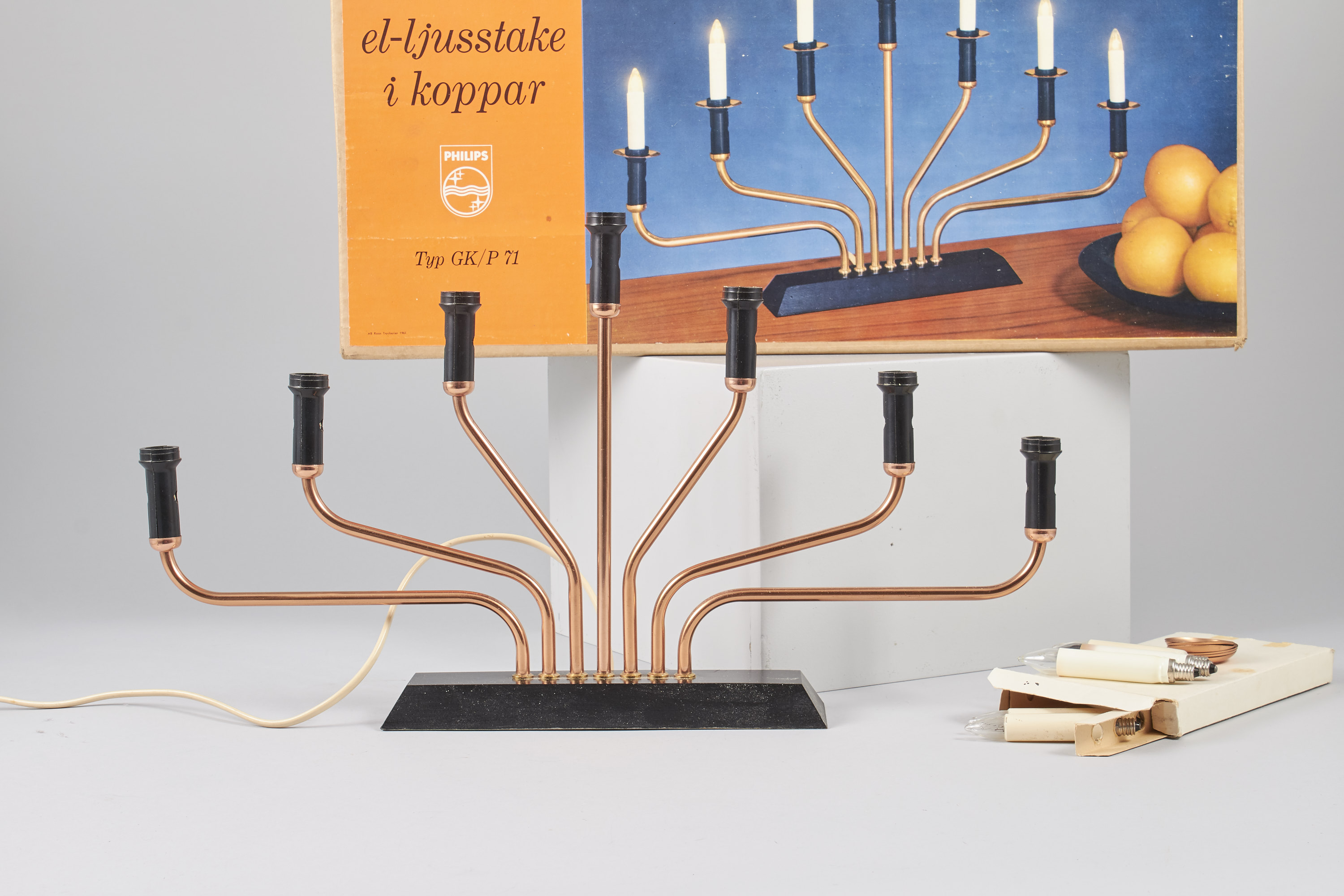 Ljusstake, 1950-tal, Philips, i originalkartong. Metropol - Auktioner i ...