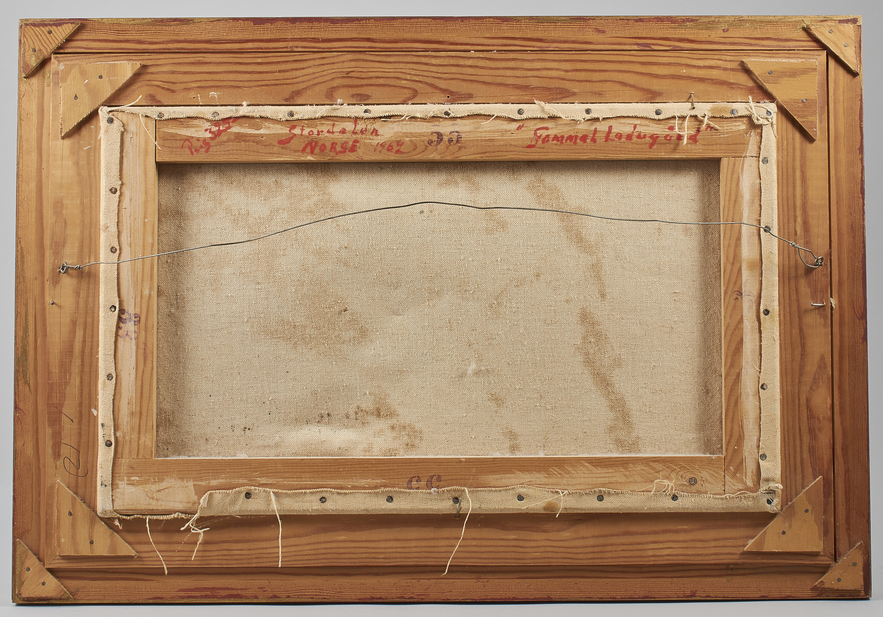 Oljemålning, Emil Englund, "Gammal ladugård", Norge. Landskap med hus ...