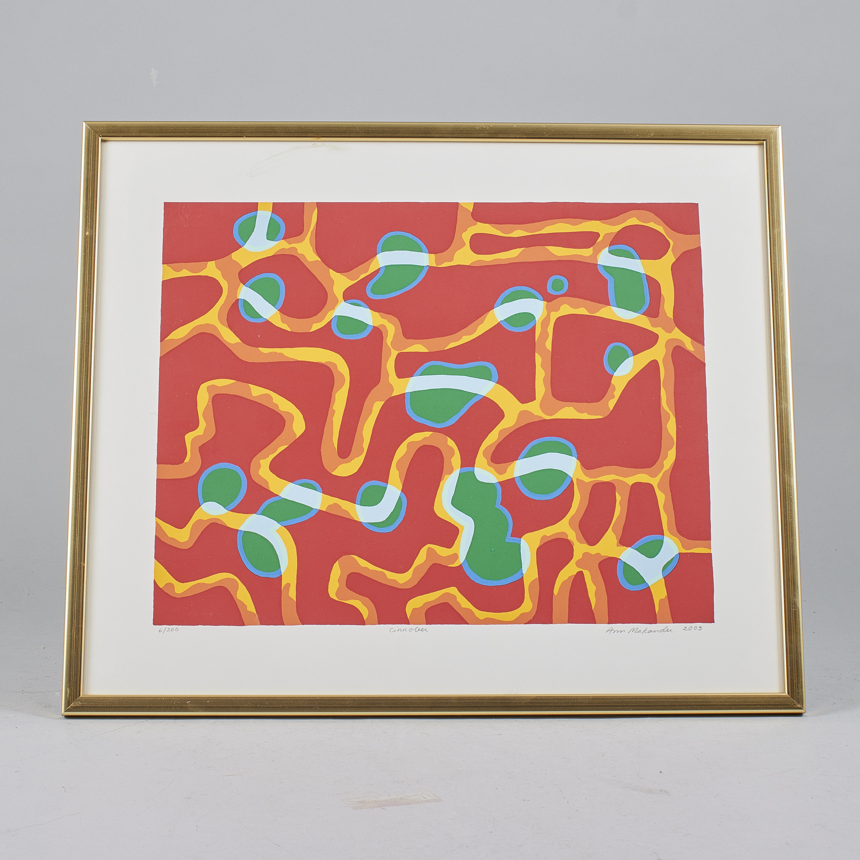 Färglitografi, Ann Makander (f. 1954), Sverige. "Cinnober". Signerad ...