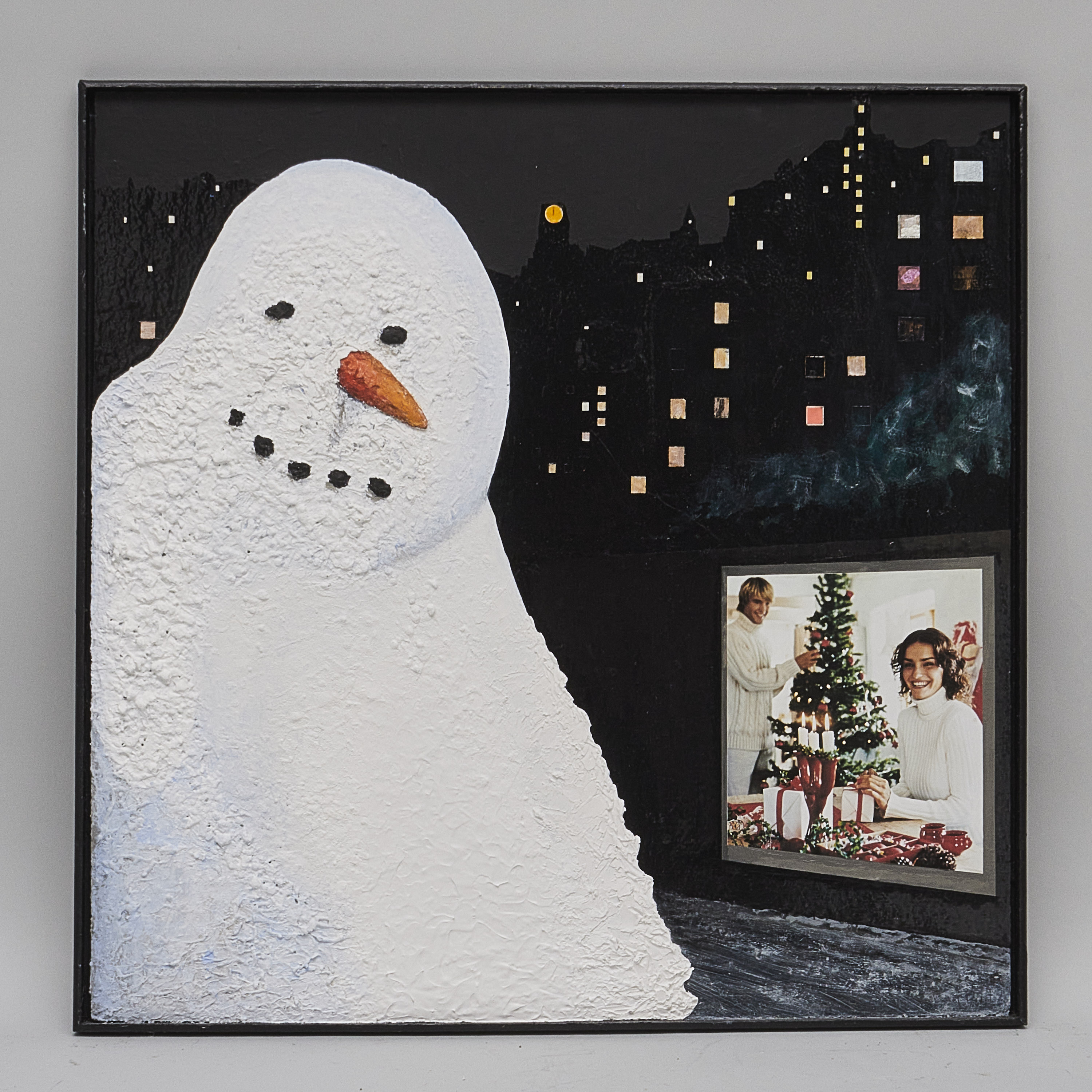 Blandteknik / collage, Thomas Prytz (1944-2020), Sverige. "Snögubbe ...