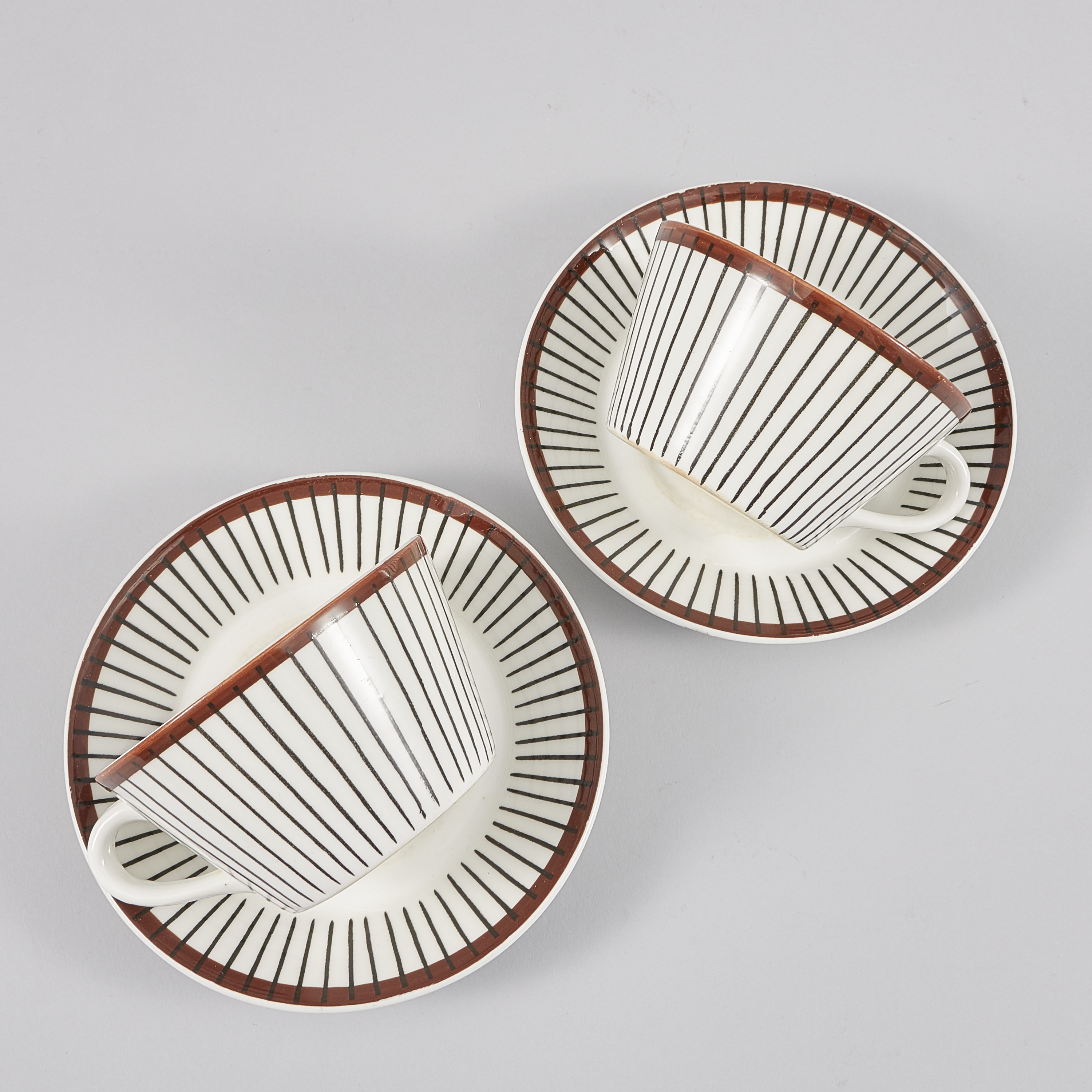 Tekoppar, med fat, 2 st, Stig Lindberg (1916-1982), Spisa Ribb ...