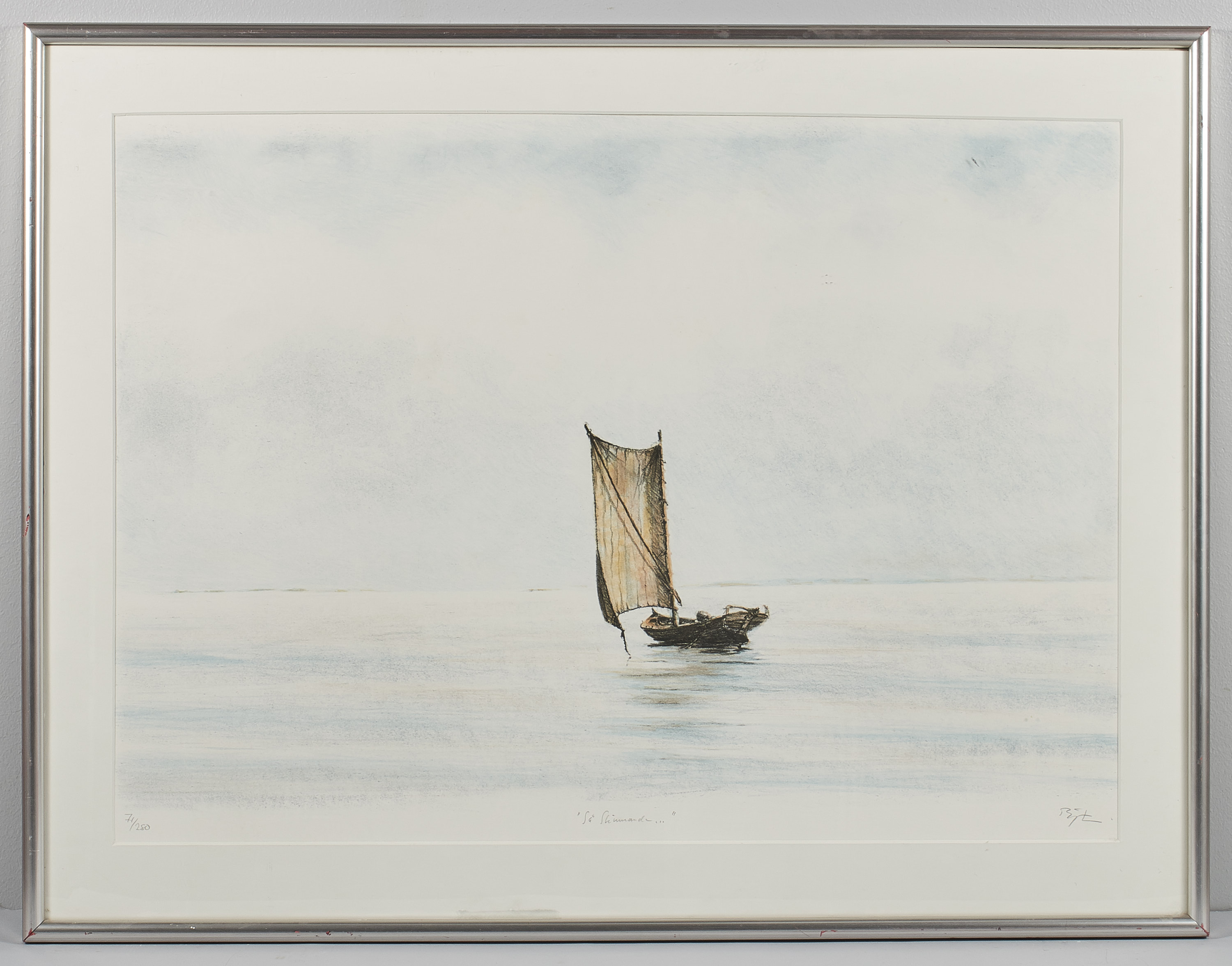 Färglitografi, Björn Lindroth (1931-1999), Sverige. "Så Skimrande ...