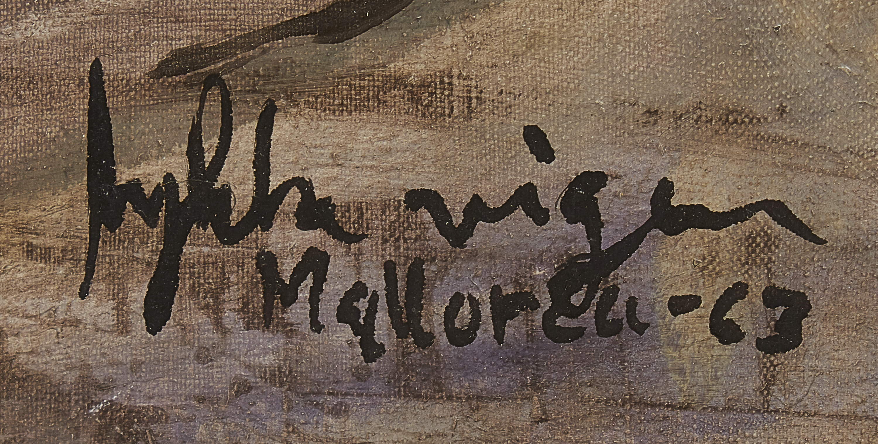 Oljemålning, Lykke Vigen (f. 1927), Danmark. Signerad, "Mallorca ...