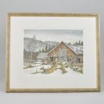 Färglitografi , Jerry Roupe, -75, Blåsippor, 40 x 58, Pt. Metropol ...