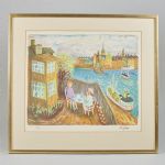 Färglitografi , Jerry Roupe, -75, Blåsippor, 40 x 58, Pt. Metropol ...