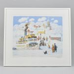 Färglitografi , Jerry Roupe, -75, Blåsippor, 40 x 58, Pt. Metropol ...